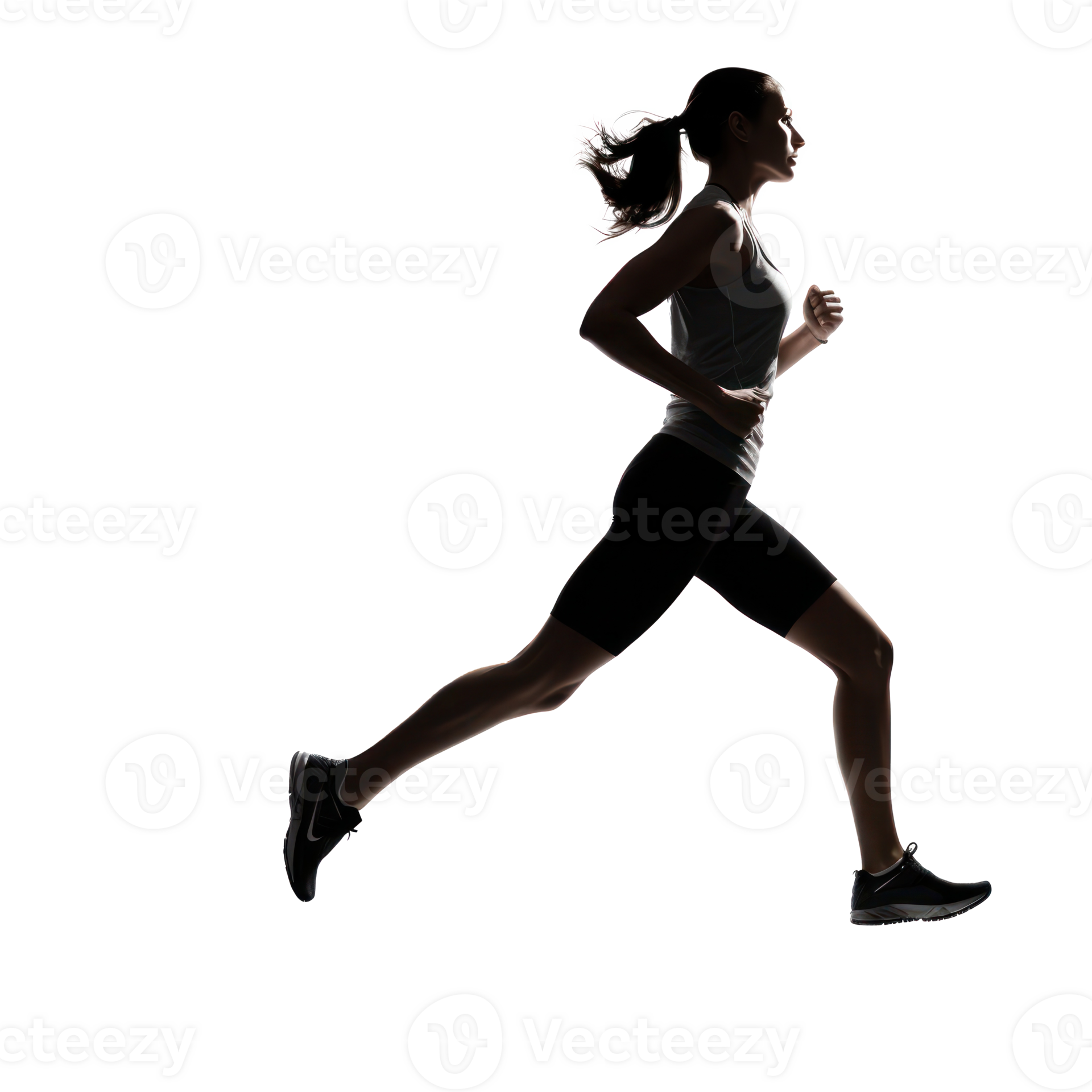 Sporty woman runner in silhouette on white background 29284569 PNG
