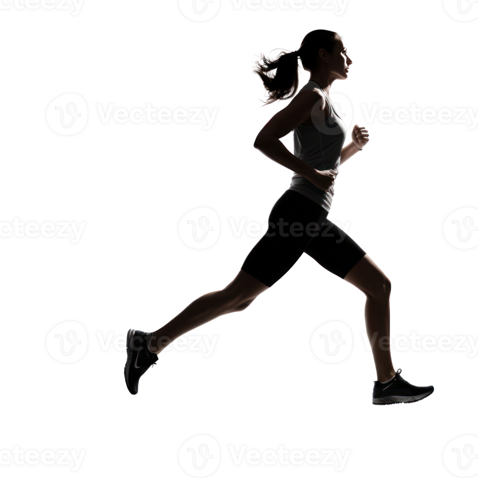 Sporty woman runner in silhouette on white background 29284569 PNG