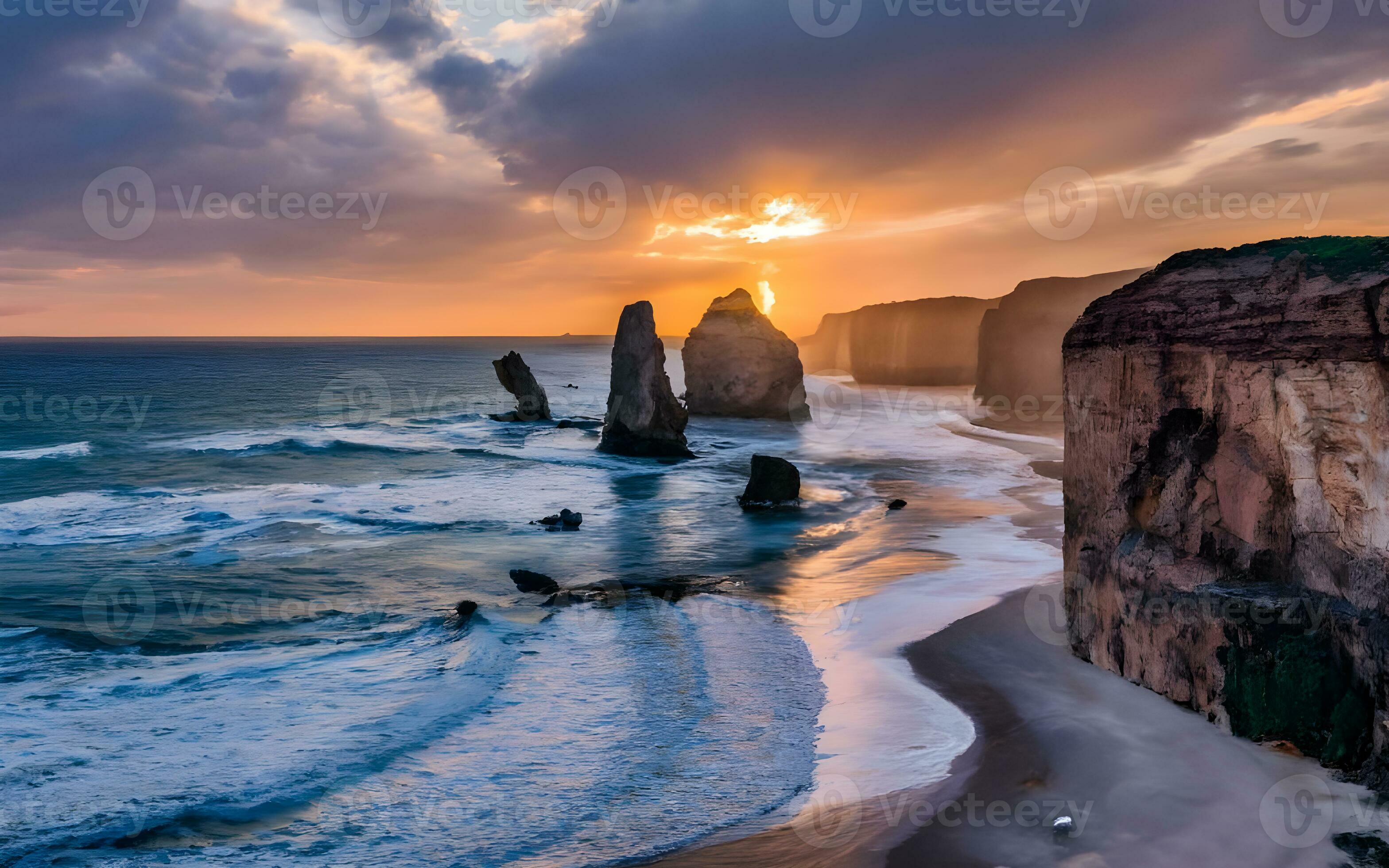 Capturing Coastal Majesty, A Breathtaking Sunset Over Rugged Cliffs ... Capturing Coastal Majesty, A Breathtaking Sunset Over Rugged Cliffs ...