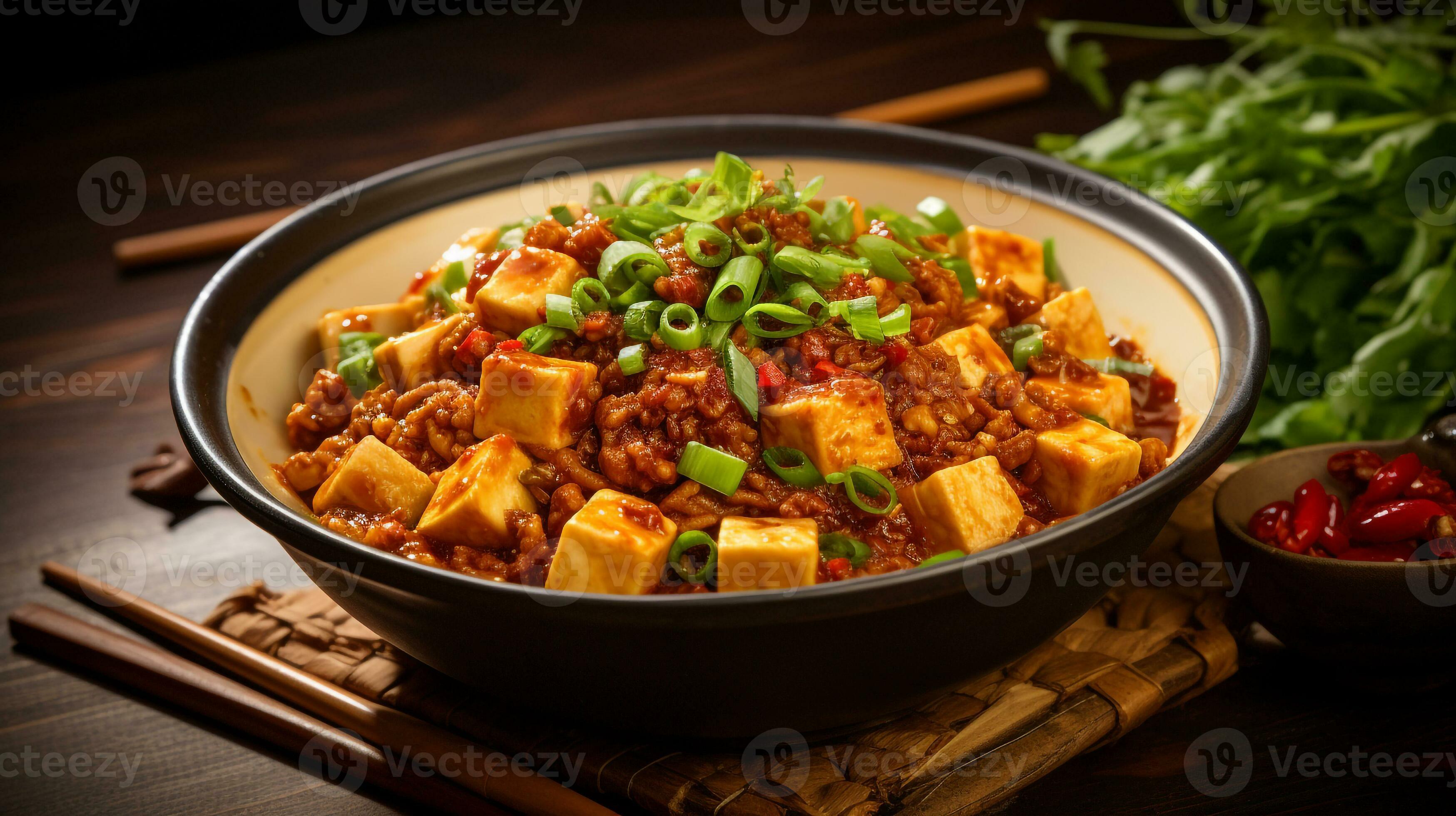 Photo of Szechuan Mapo Tofu as a dish in a high-end restaurant. Generative AI 29288420 Stock ...
