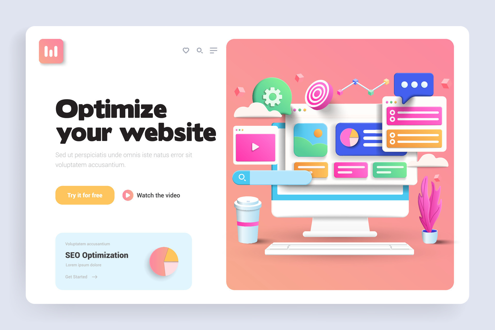 Landing page with the words optimize your website 29288978 Vector Art ...