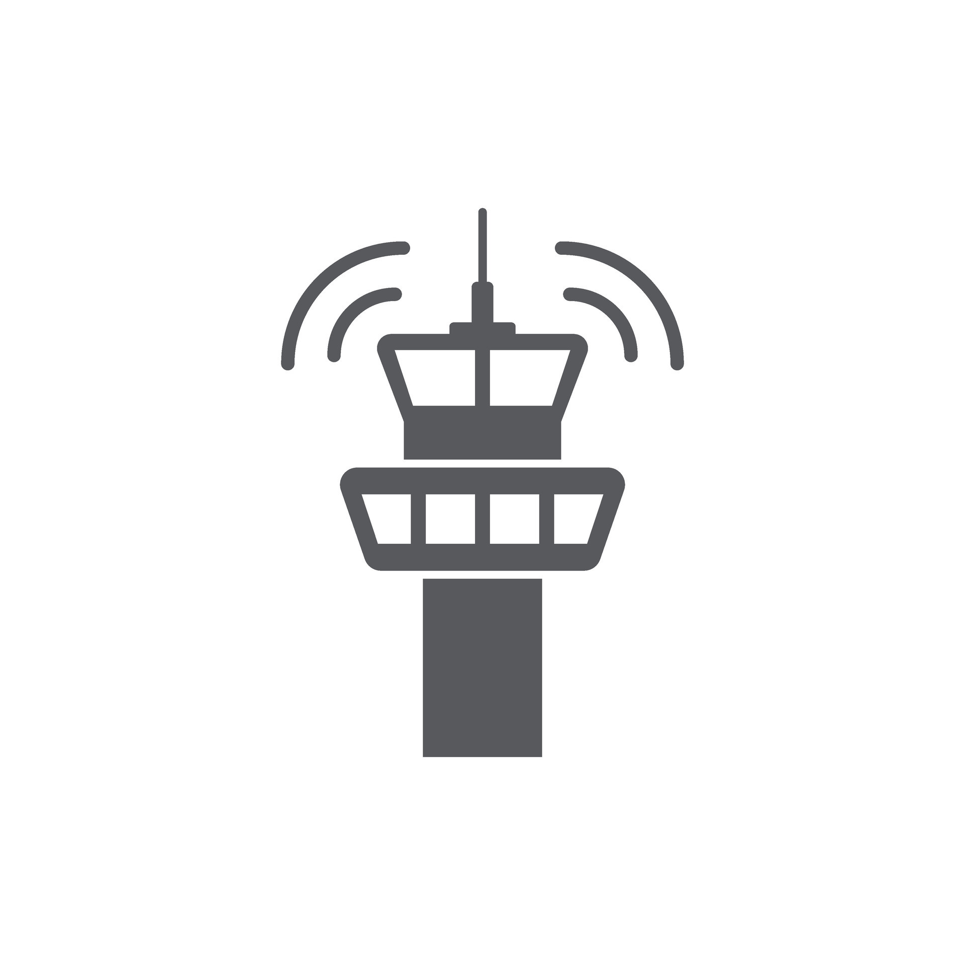 Flight Control Tower Icon In Flat Style Navigation Monitor Vector