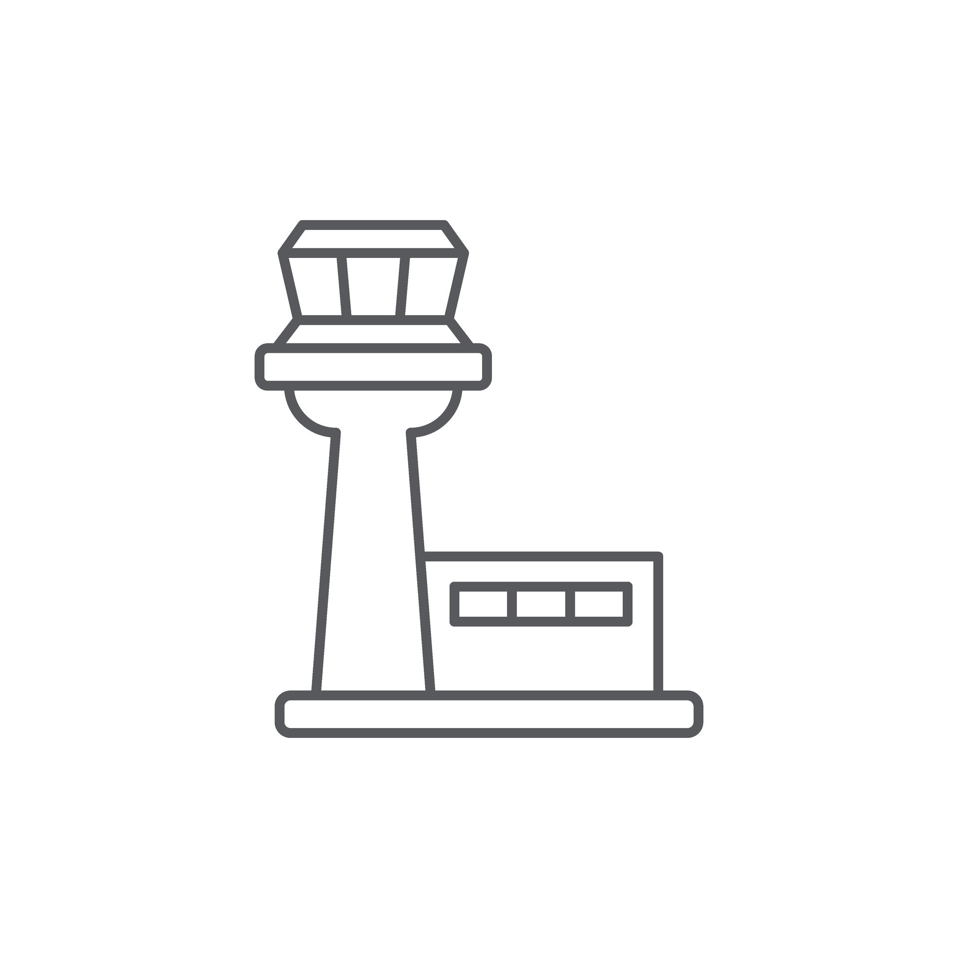 Flight Control Tower Icon In Flat Style Navigation Monitor Vector