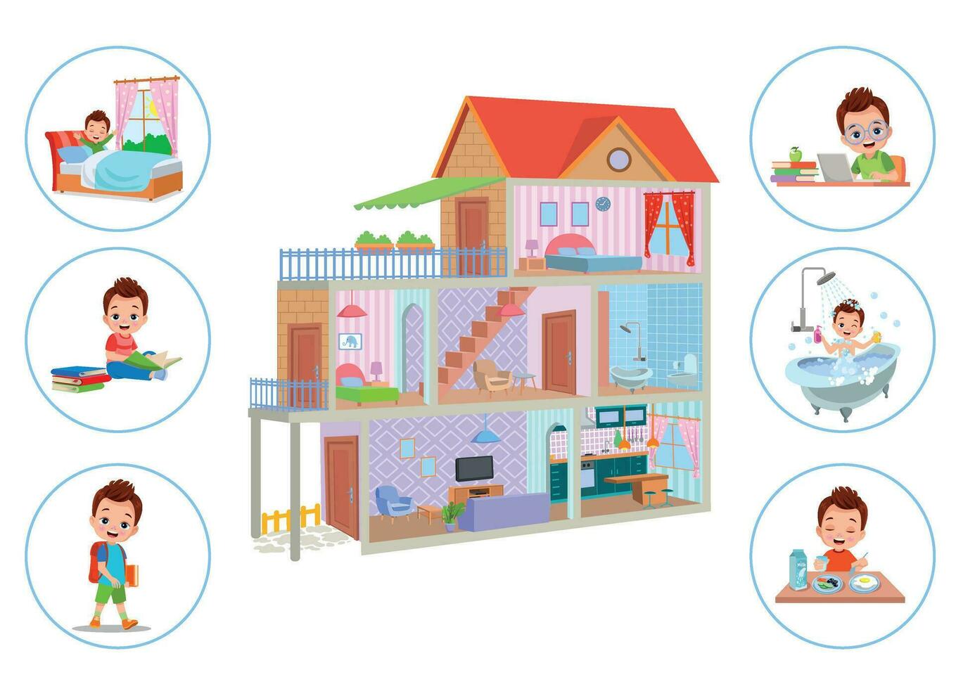 Cartoon kid daily routine activities set 29292069 Vector Art at Vecteezy Cartoon kid daily routine activities set 29292069 Vector Art at Vecteezy