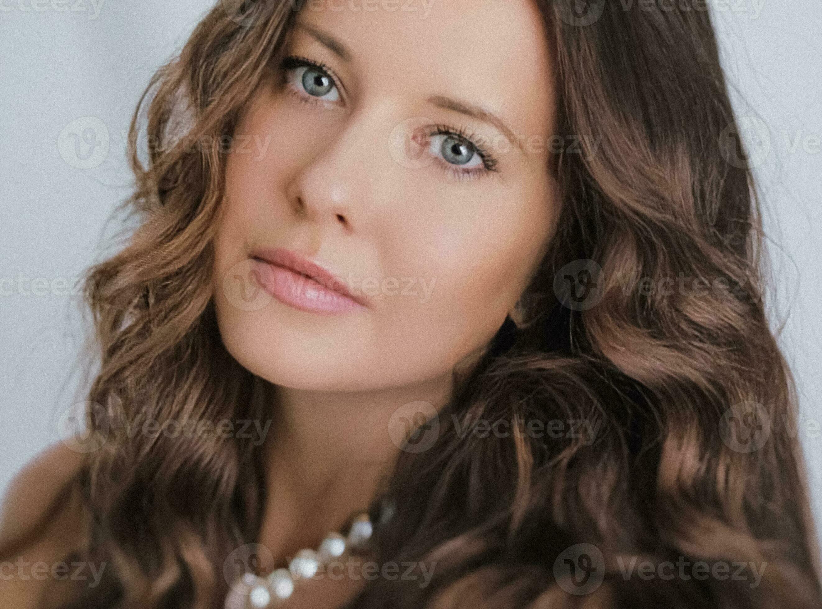 Beauty, hair care and natural makeup look. Beautiful woman with long ...