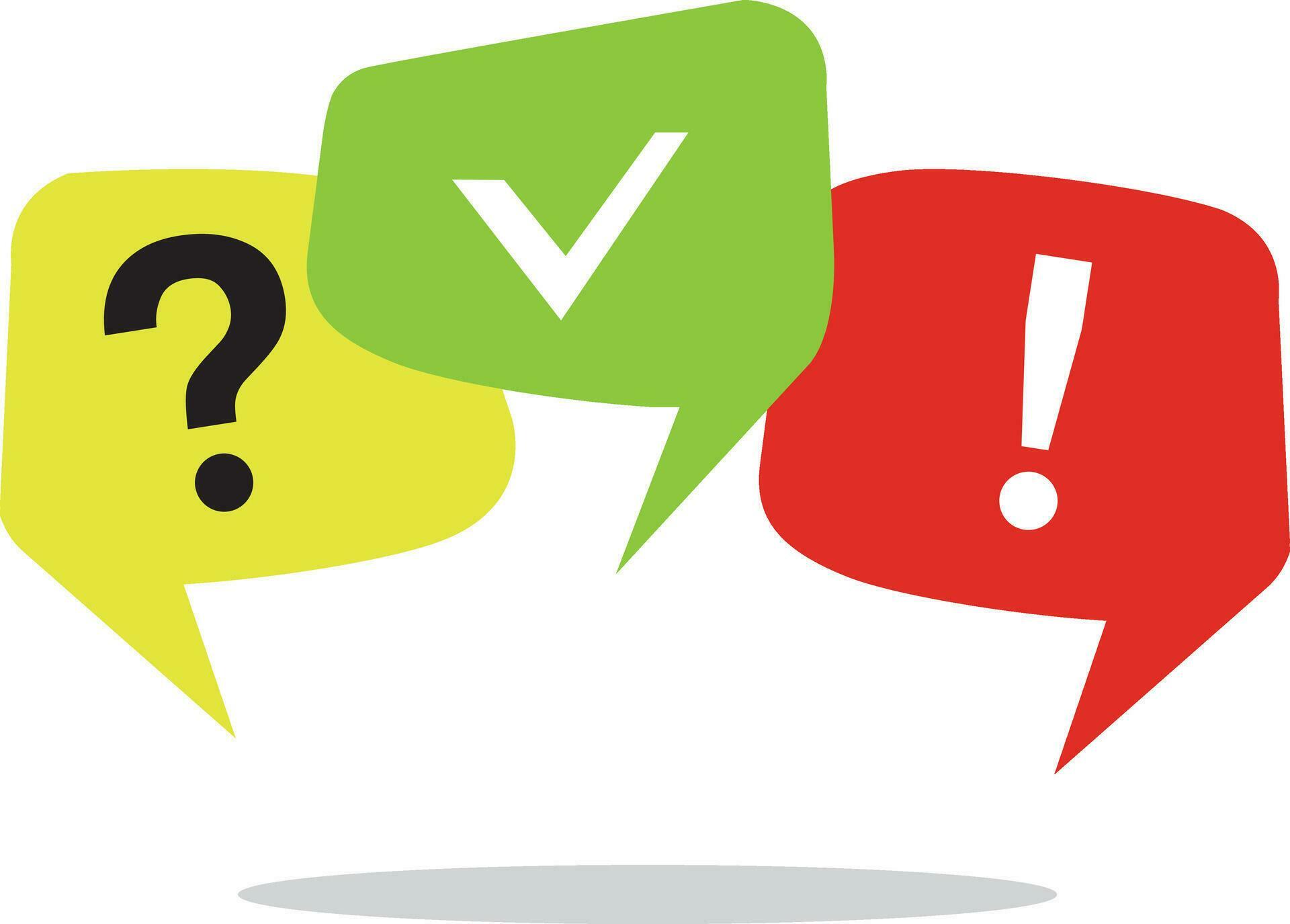 Colorful Message Box With Question Mark Exclamation Point And Check Mark Question And Answer