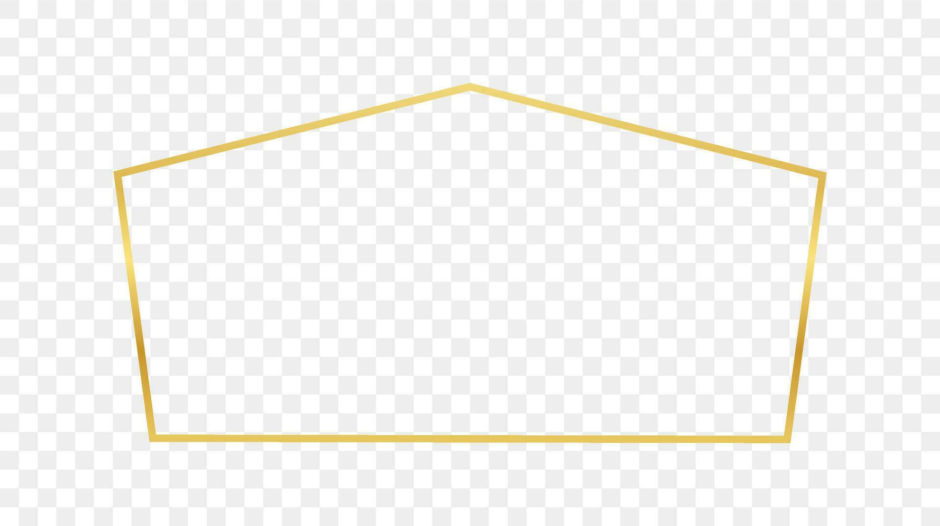 Gold glowing tetragon shape frame isolated on background. Shiny frame with glowing effects ...