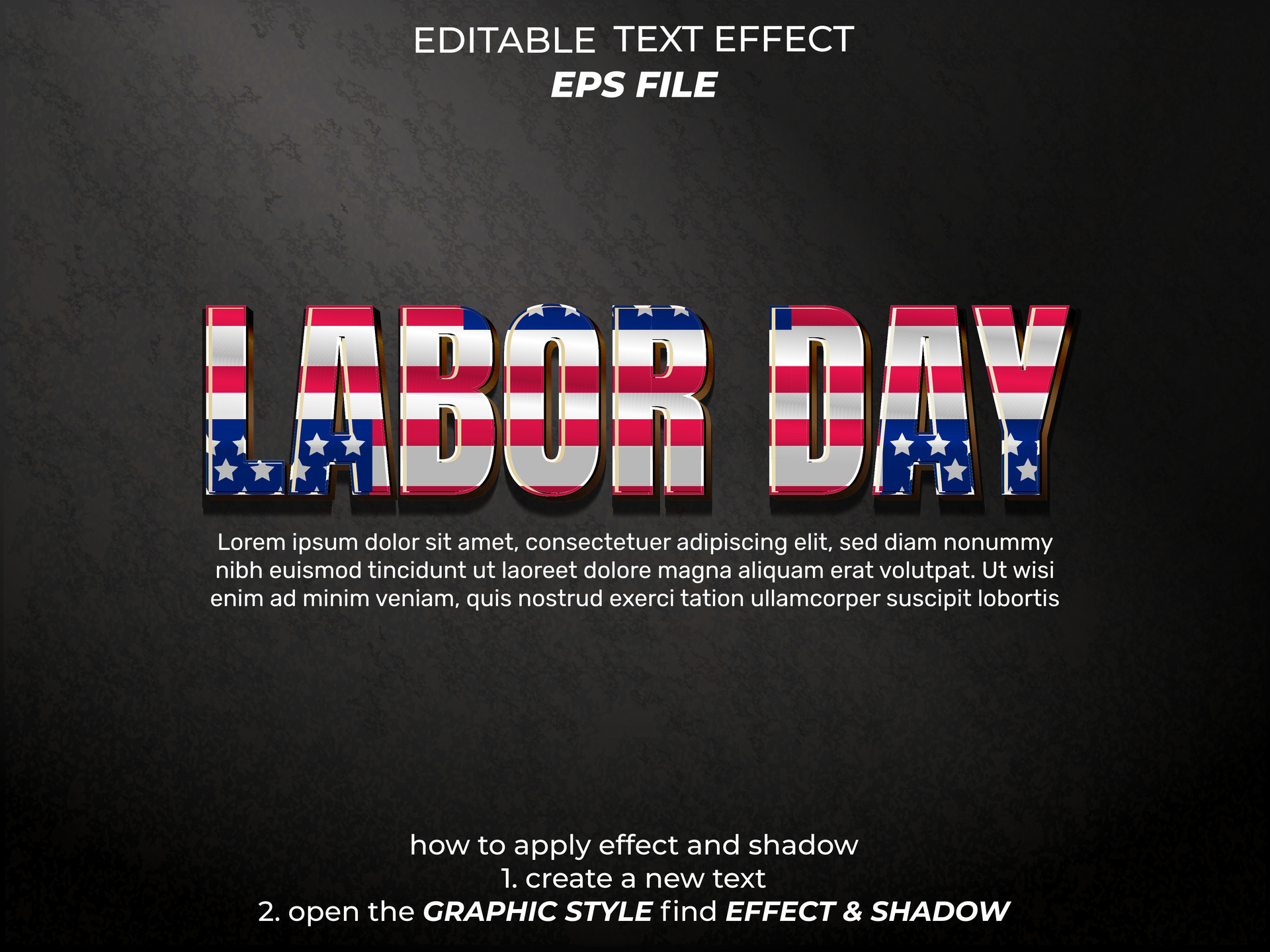 Labor day editable text effect with 3d style editable, typography ...