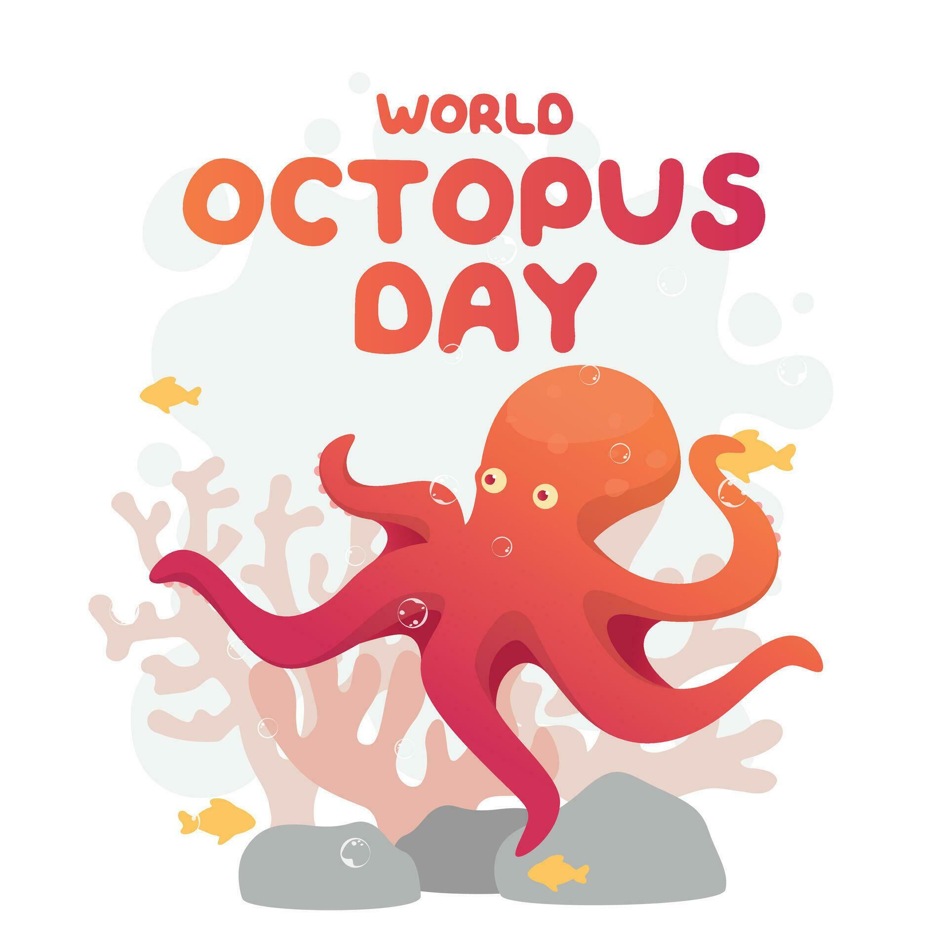 World Octopus Day vector design template good for celebration usage ...