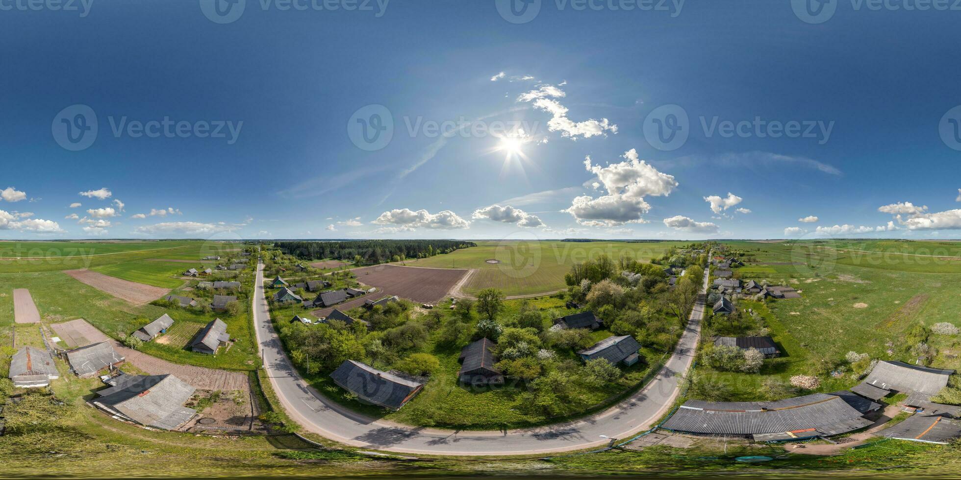 aerial full seamless spherical hdri 360 panorama view above green eco ...