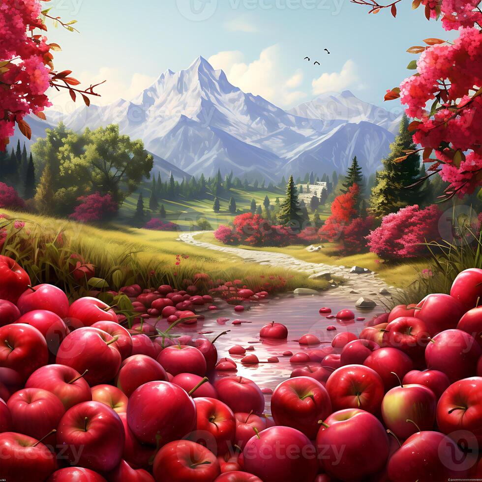 Red Apple Tree Wallpaper