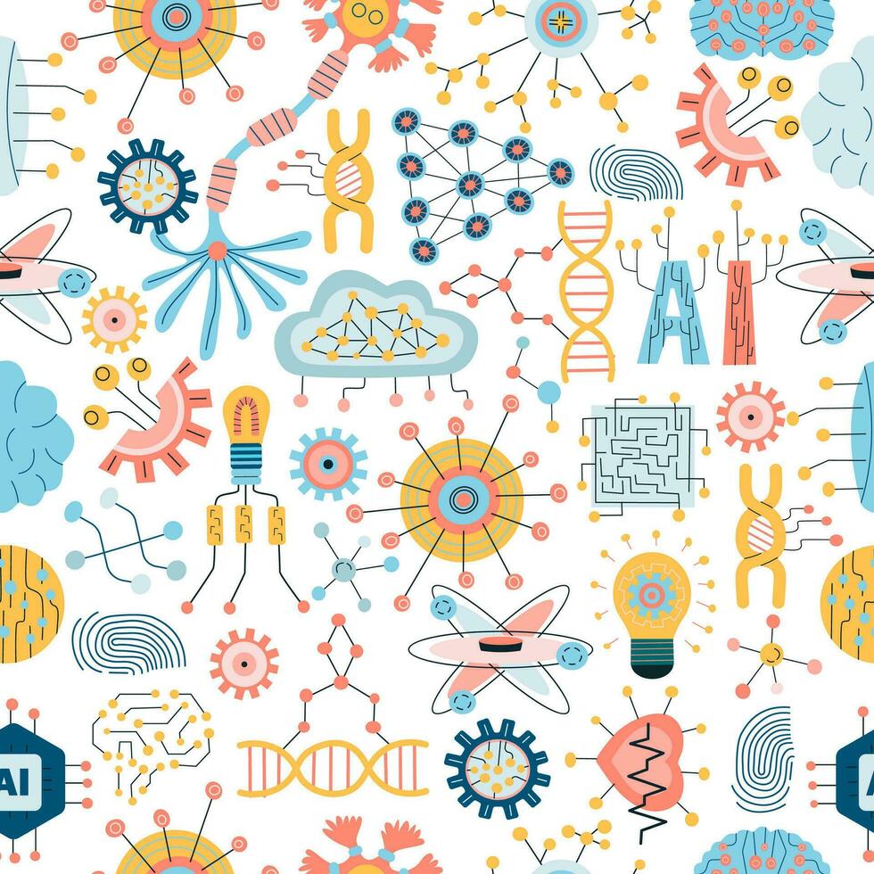 Technology seamless pattern with Hand Drawn Neural Networks 29324829 ...