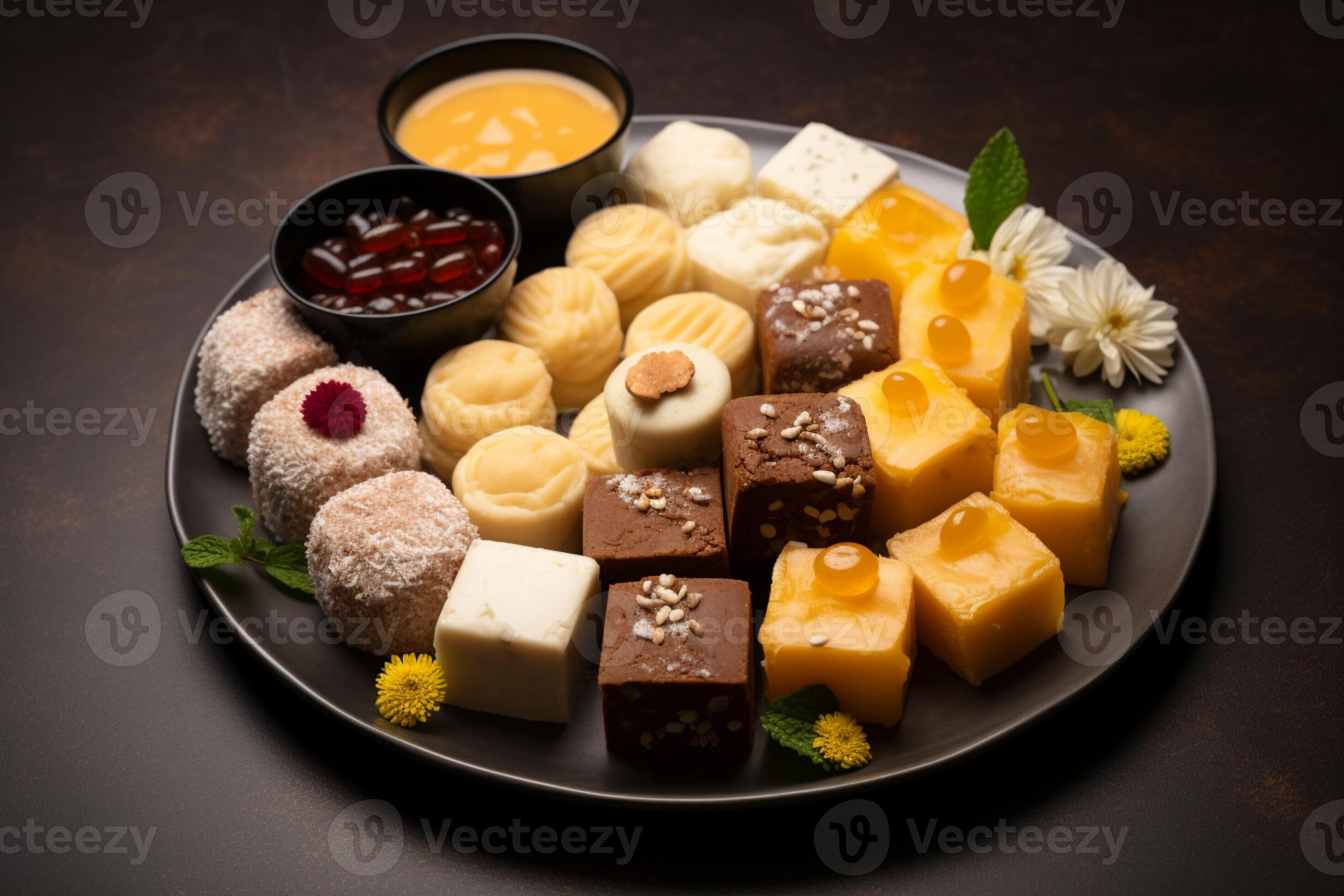 Sweet Symphony Indian Dessert Variety Artistically Arranged In A