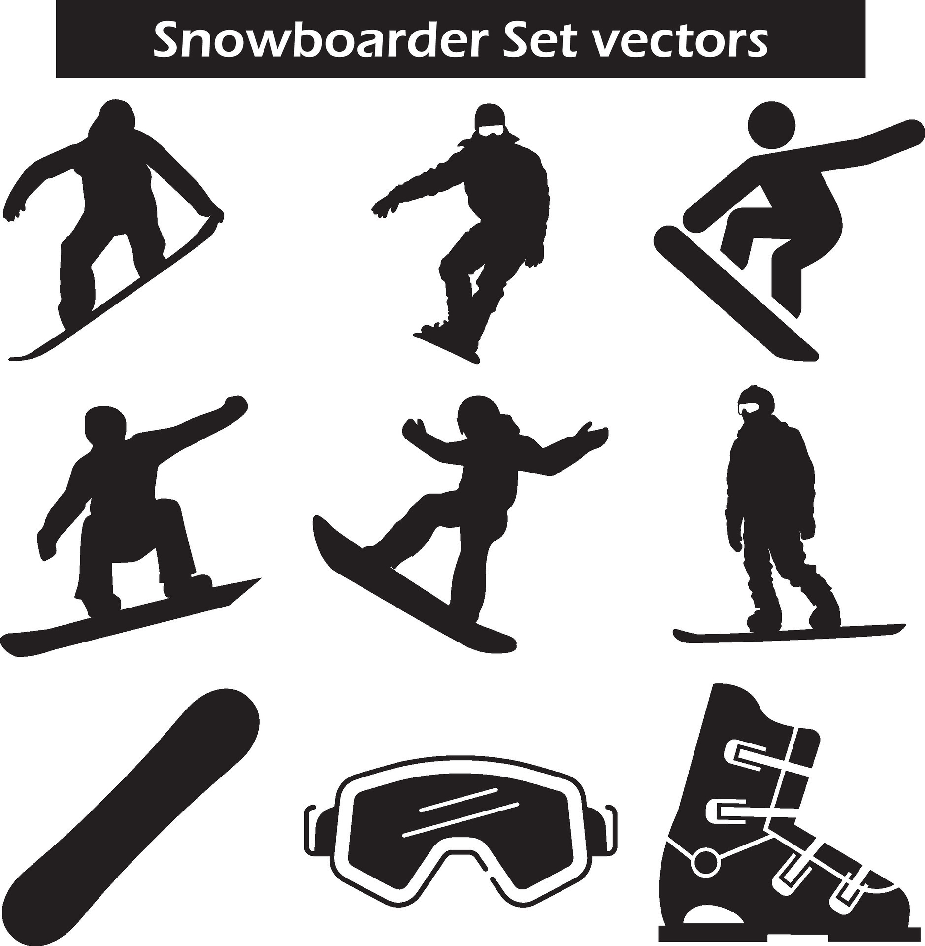 Snowboarder Set vectors 29330472 Vector Art at Vecteezy