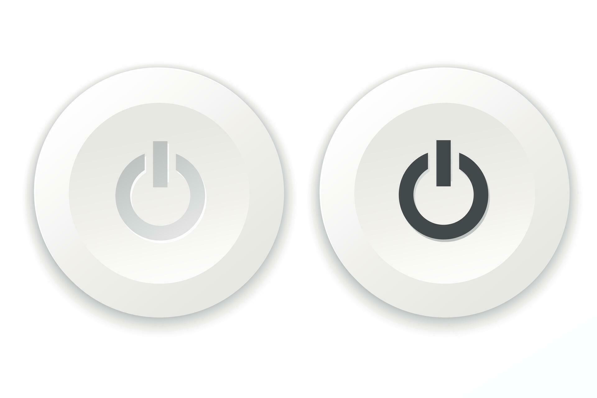 Power button. Realistic power button push. Shut down symbol. On off icon for mobile app, website ...