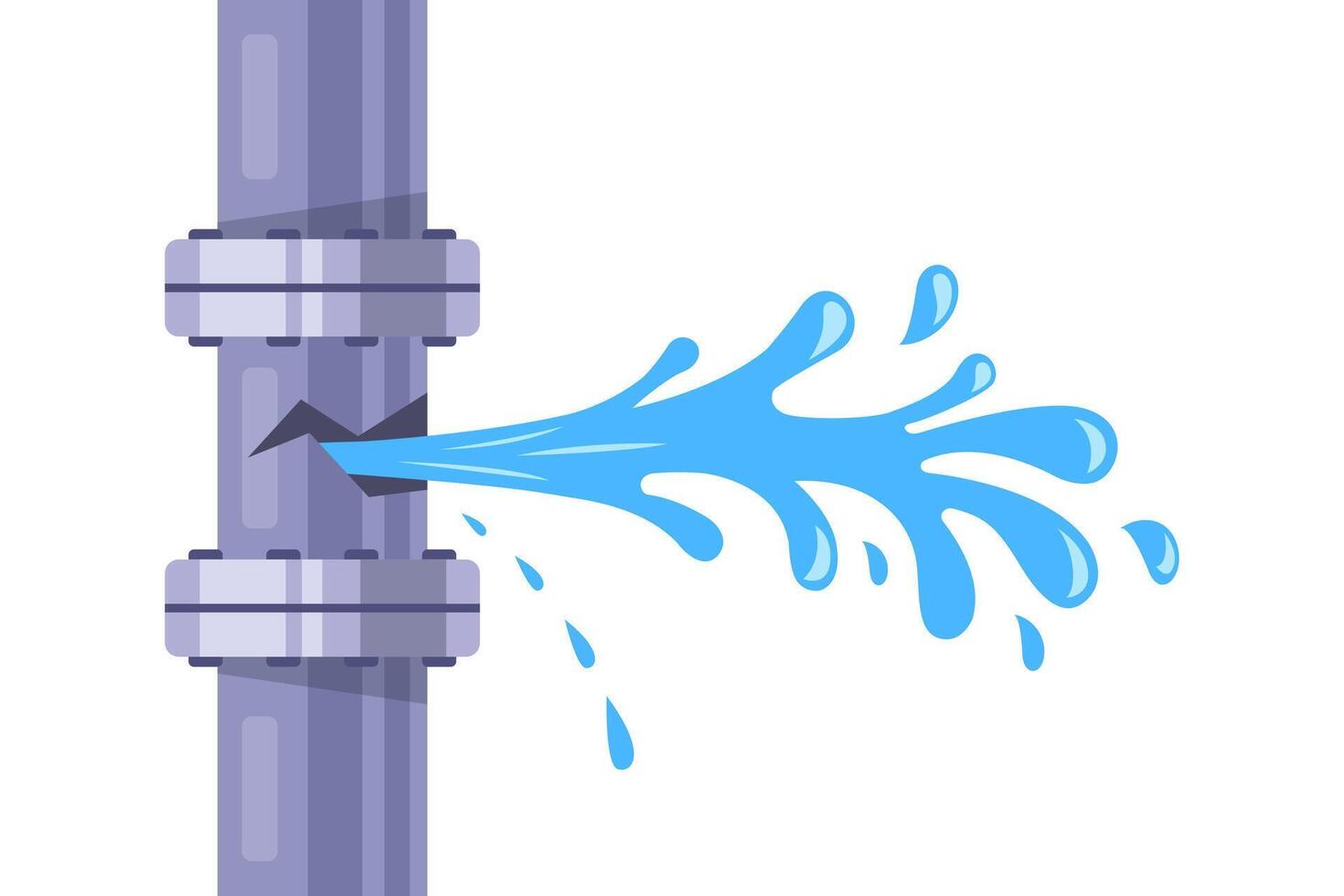 pipe burst. water flows from the hole. flat vector illustration. 29339287 Vector Art at Vecteezy