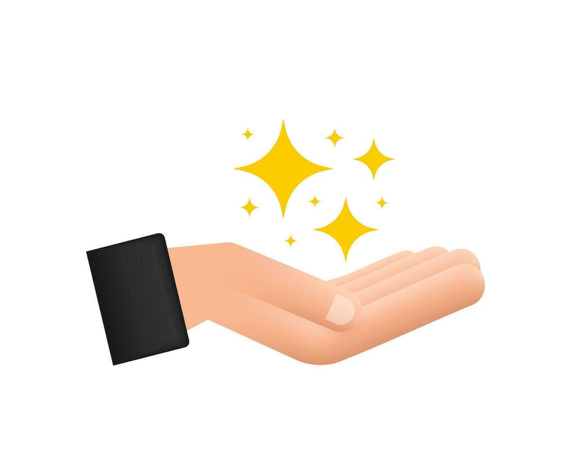 Yellow sparkles symbols in hands. The set of original Motion graphics stars sparkle icon. Bright ...