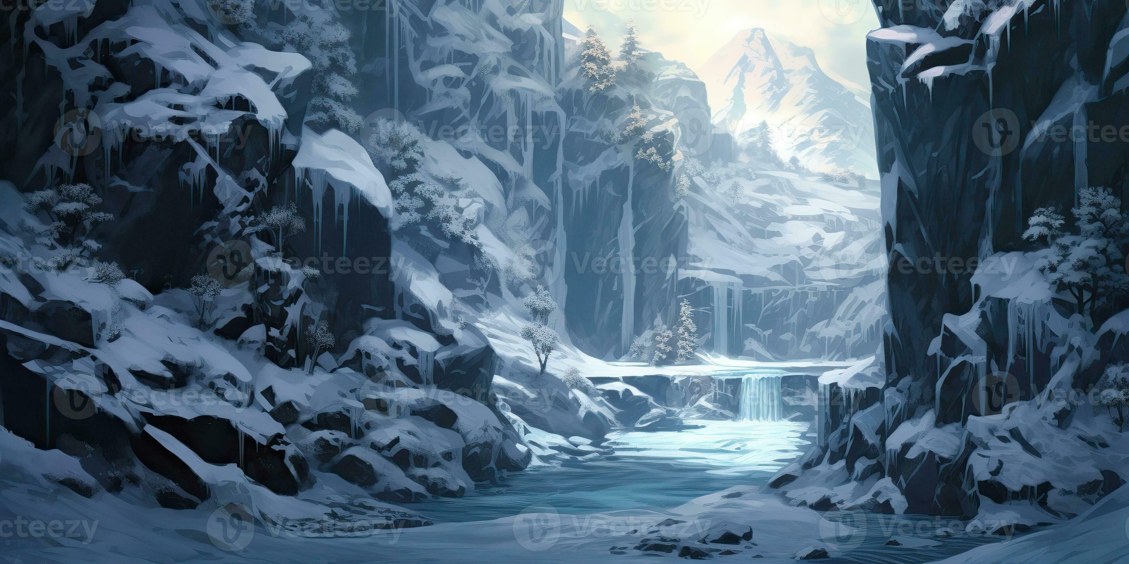 AI Generated. AI Generative. Winter snow ice nature outdoor frozen ...