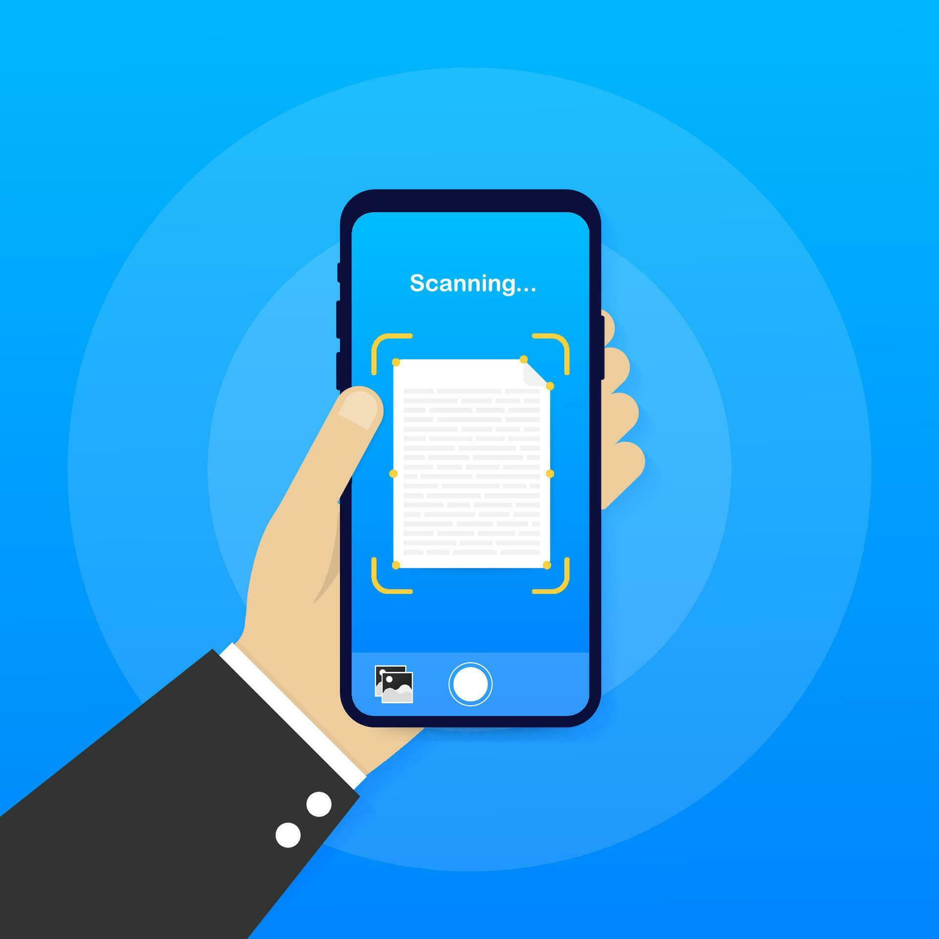 Text Scan Document Scanner Smartphone Interface Vector Template
