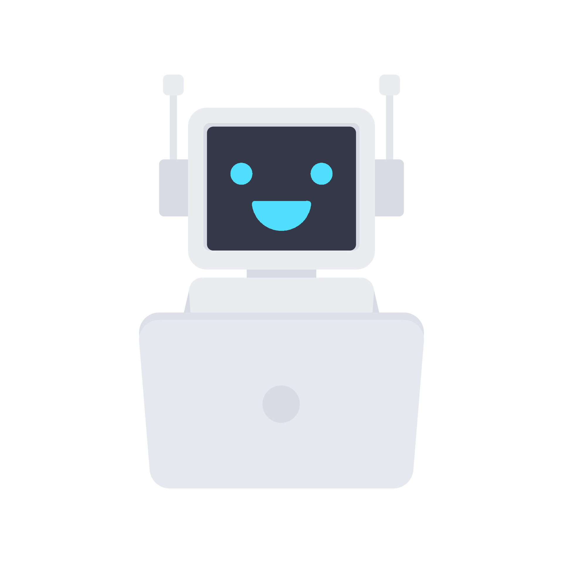 Chat Bot Using Laptop Computer Robot Virtual Assistance Of Website Or