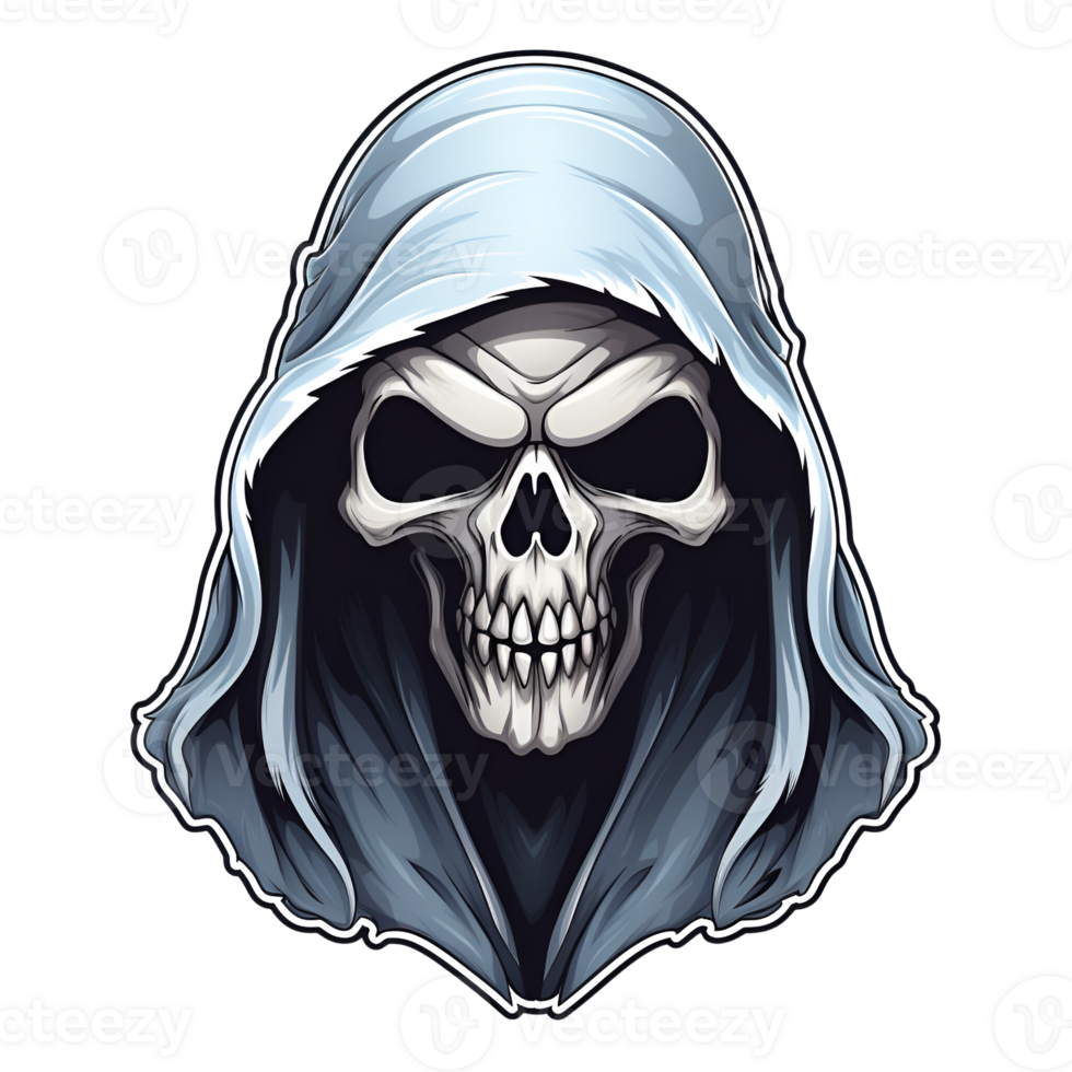 Halloween Grim Reaper Skeleton Monster Skull Cartoon Style No Background Perfect For Print On