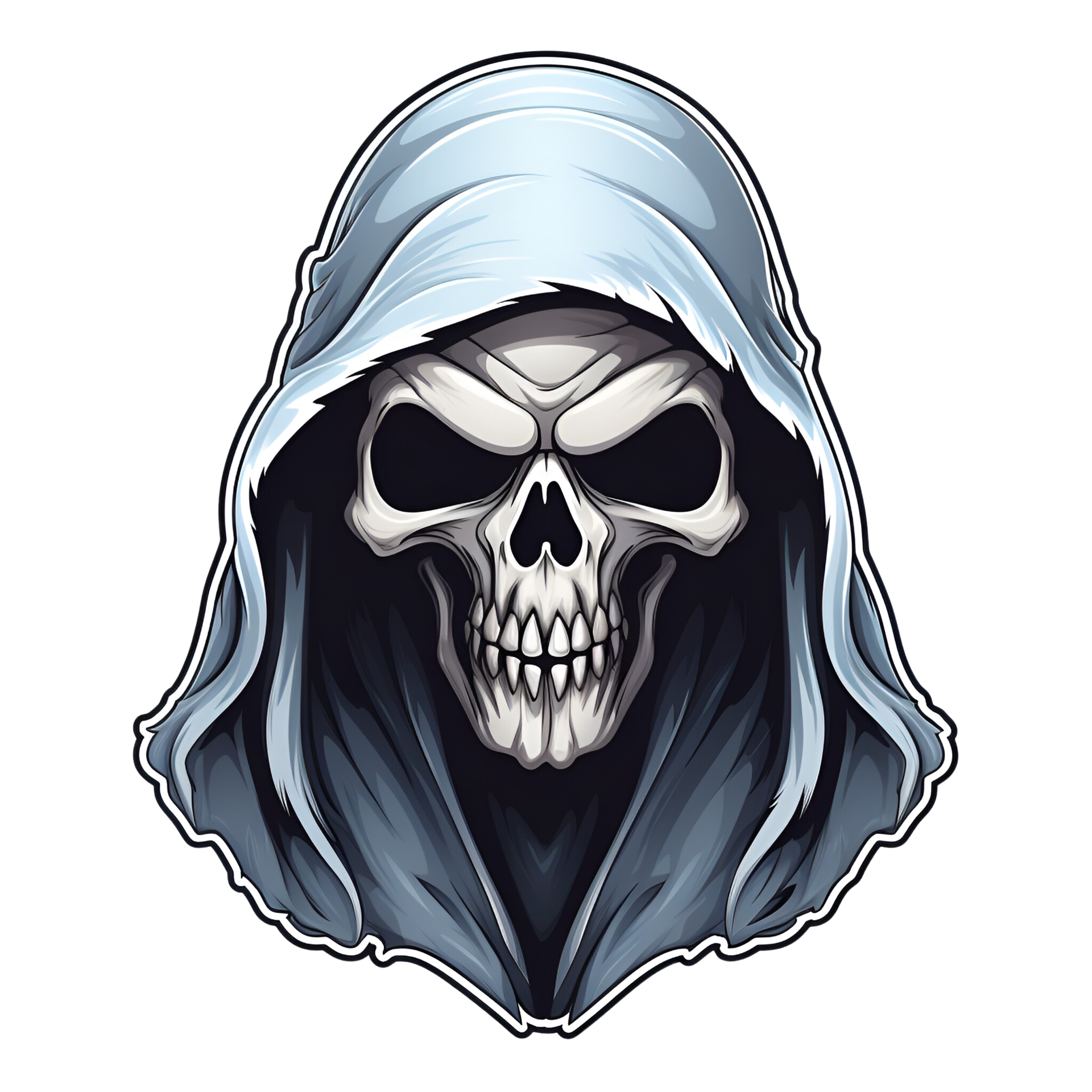 Halloween Grim Reaper Skeleton Monster Skull Cartoon Style No Background Perfect For Print On