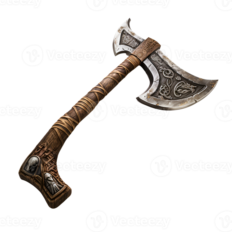 Medieval Style War Axe Fighting Axe Viking Axe No Background Applicable To Any Content Ai