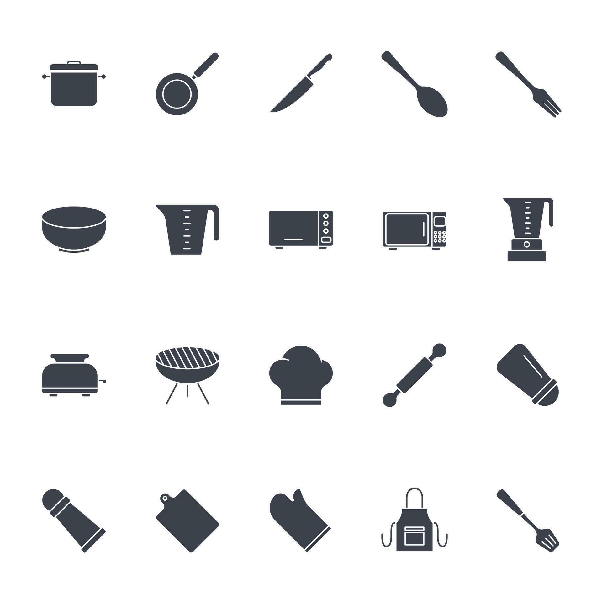 Vector set of Cooking icons. such as secure pan, knife, spoon and more ...