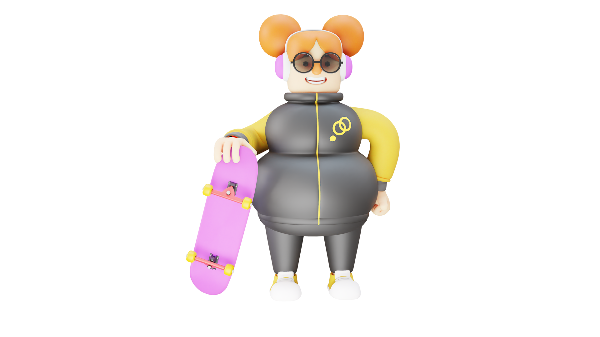 3d Illustration Cool Girl 3d Cartoon Character Cool Girl Carrying A Skateboard Girl Wearing