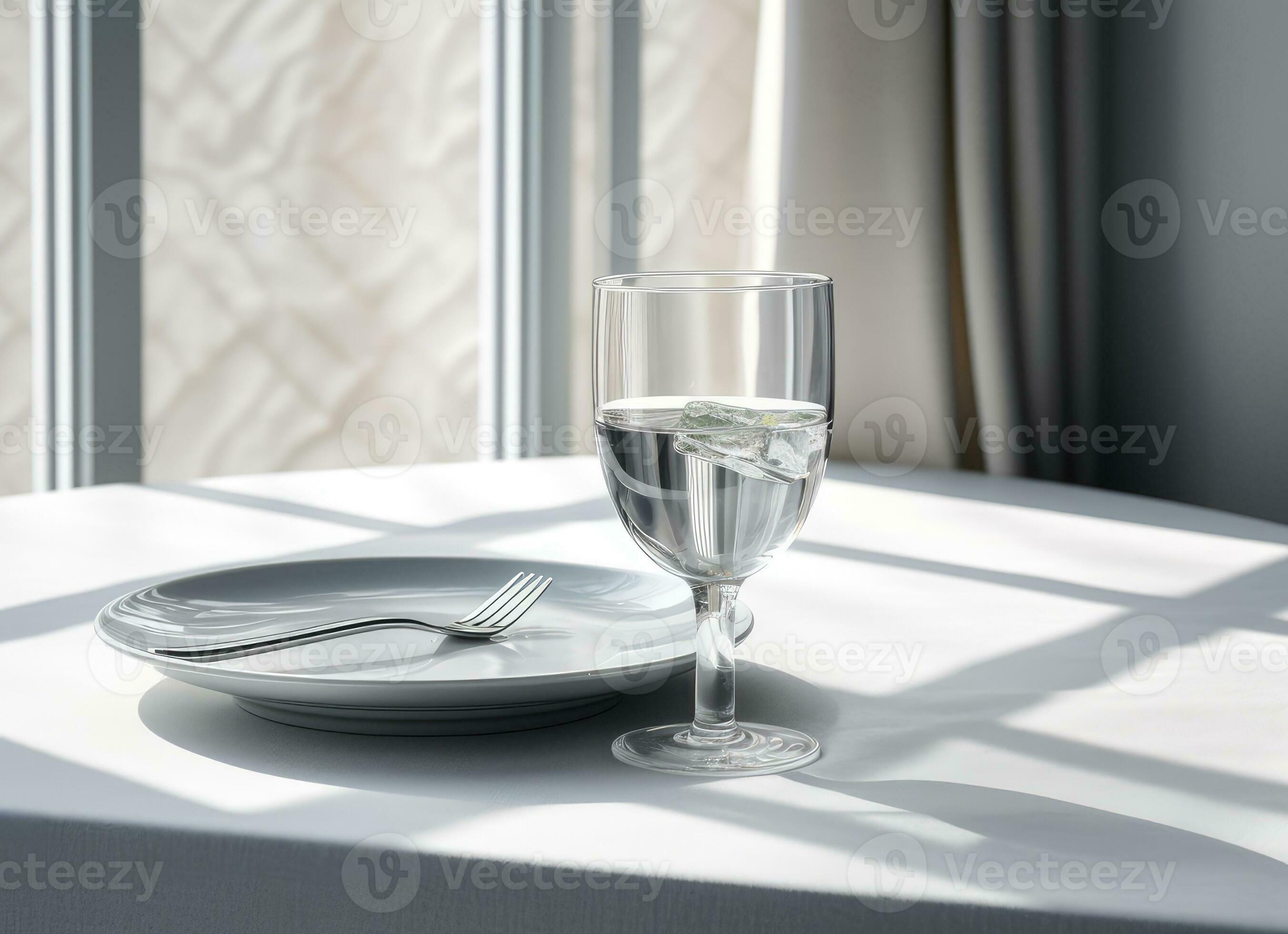 Glass of pure water on kitchen table. Created with Generative AI technology. 29370615 Stock ...