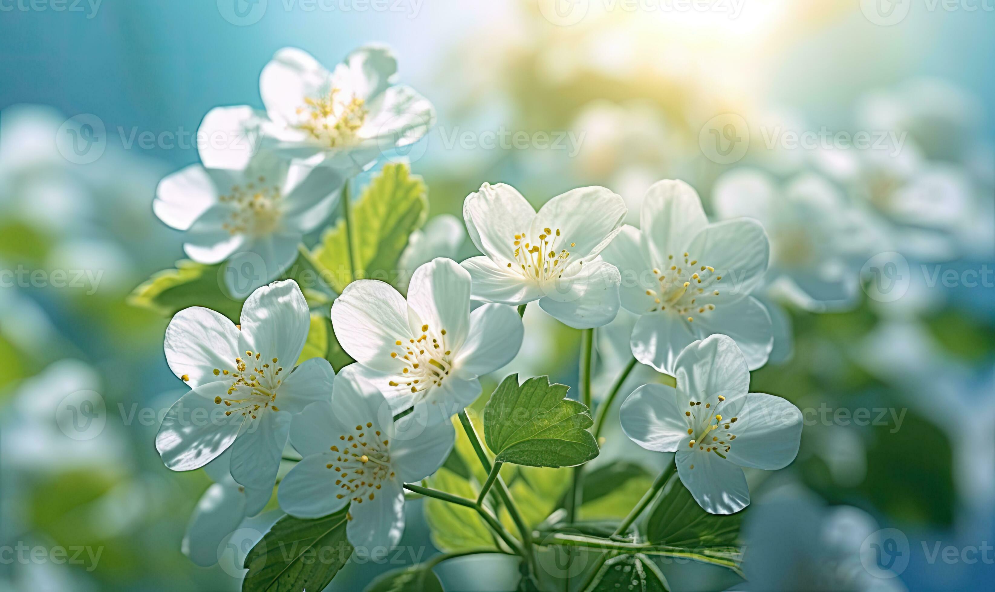Cherry blossoms on the background of the spring sky. Fruit tree flowers ...