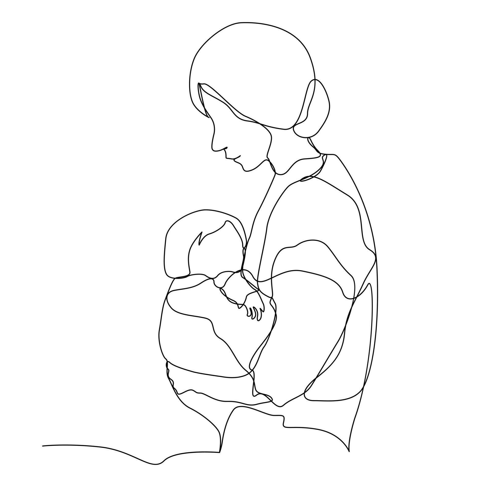 One line mother hug her baby outline vector art illustration 29376858 ... One line mother hug her baby outline vector art illustration 29376858 ...