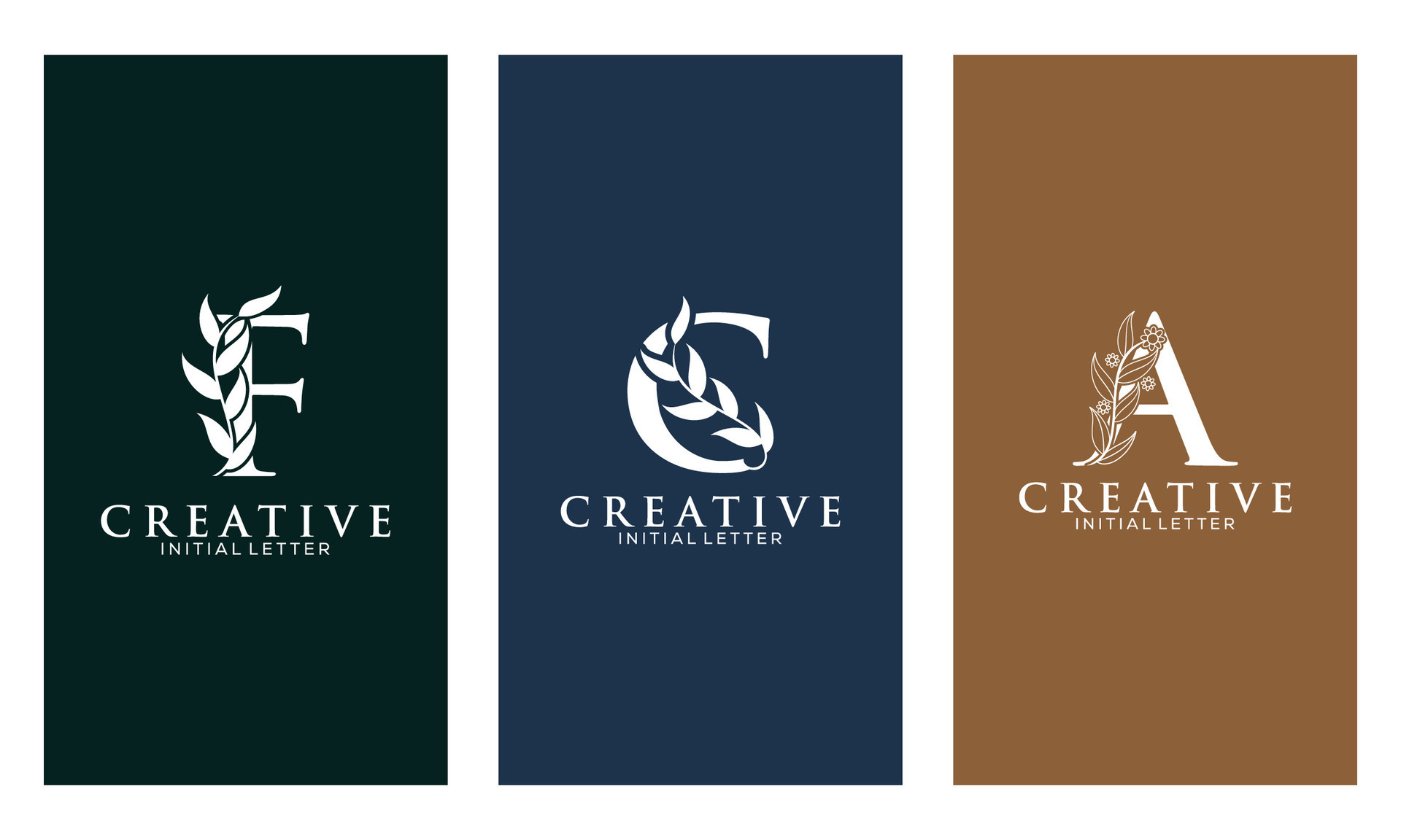 Set Of Botanical Minimalistic Initial Letter F C A Logo Vector