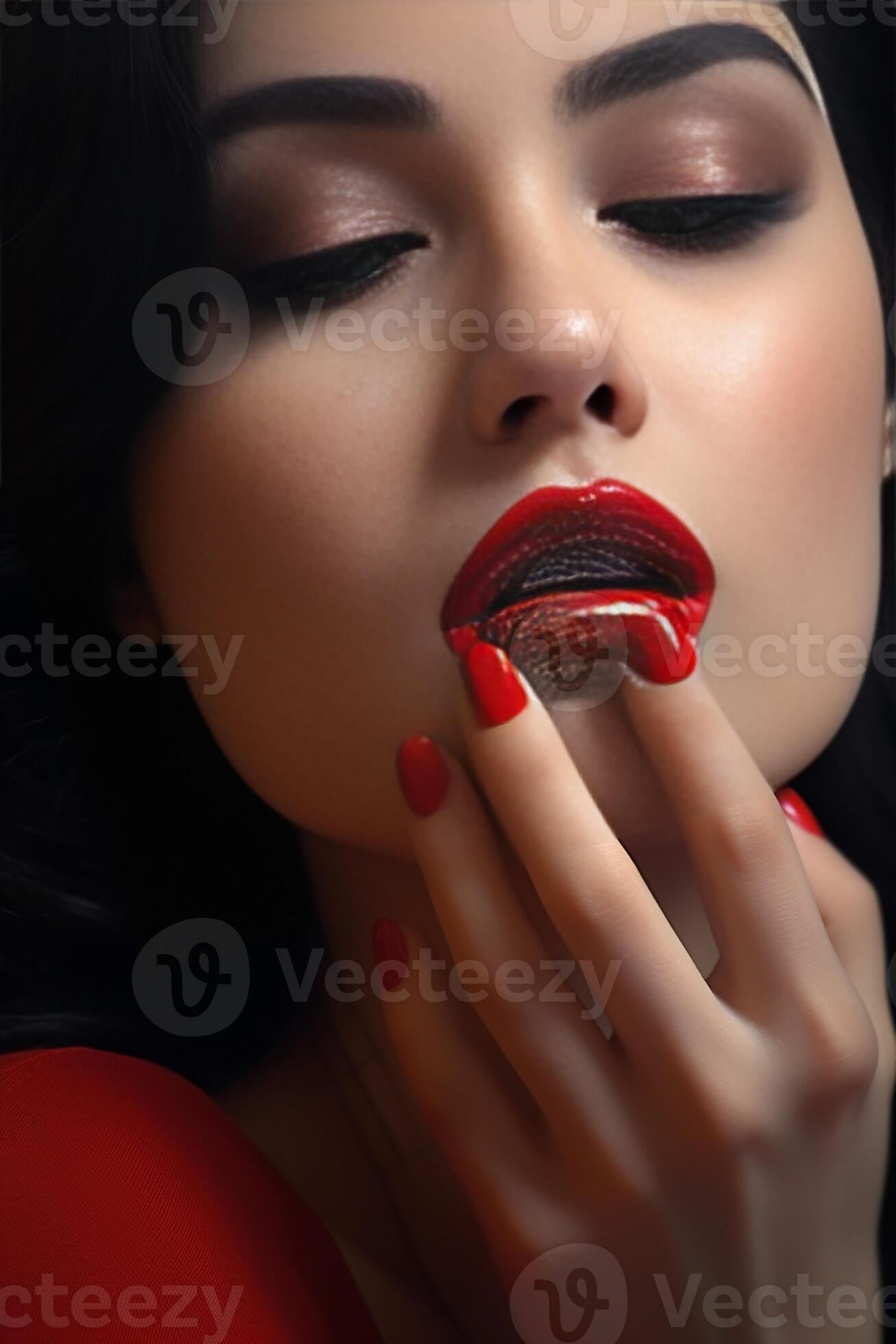 Make Your Lips Match Your Fingers Closeup Of A Beautiful Women Holding