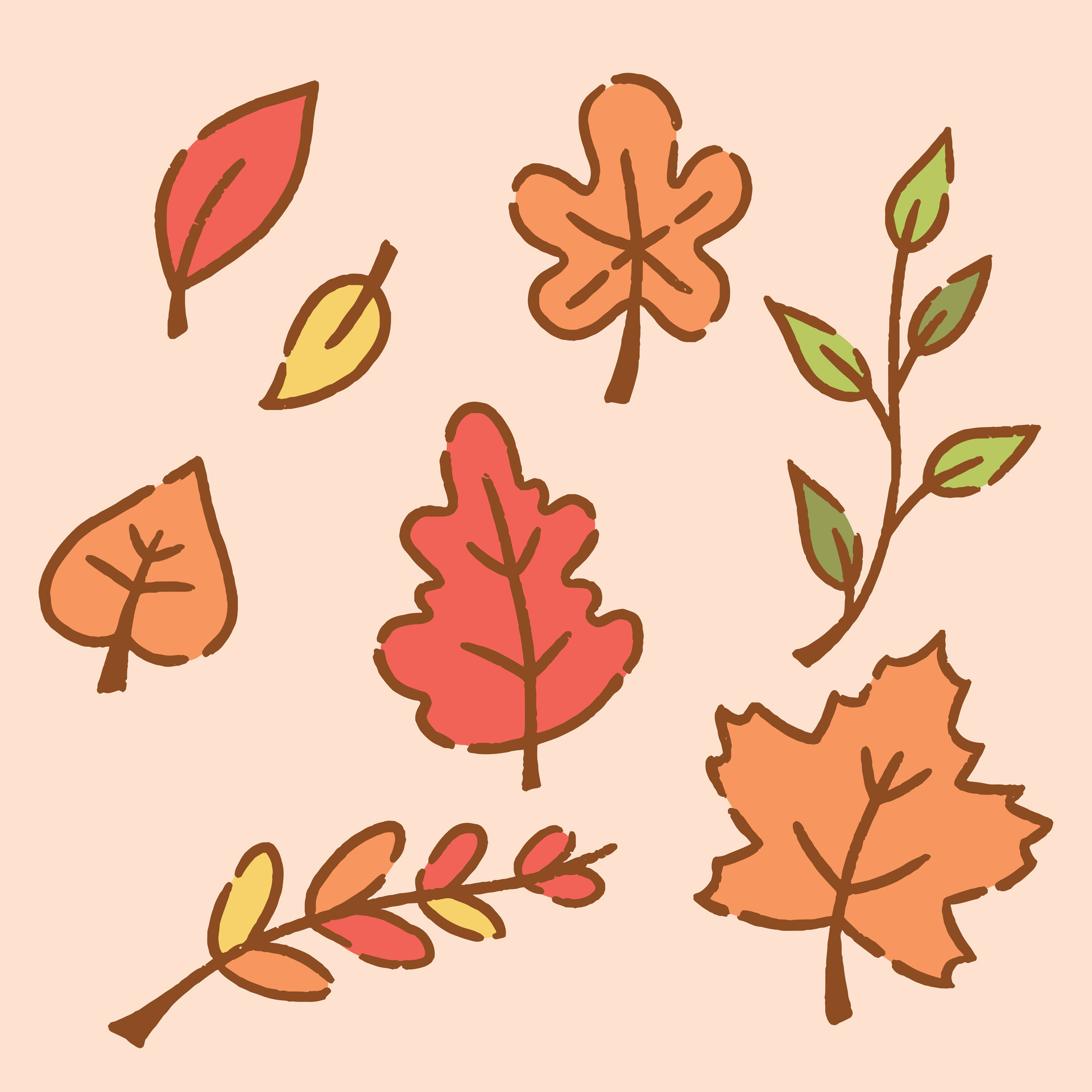 cute autumn leaves hand drawn set 29413355 Vector Art at Vecteezy