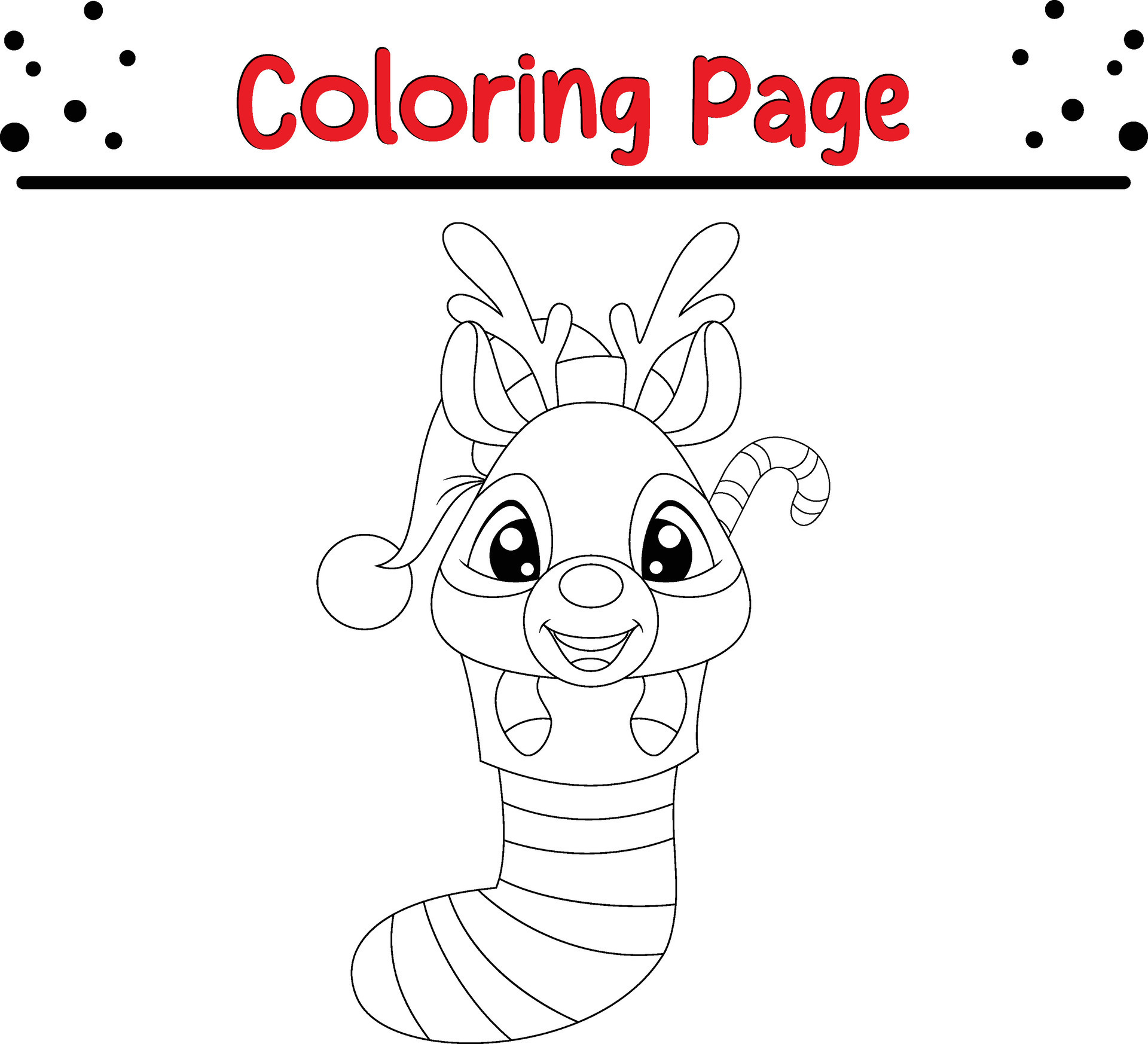 Cute animal Christmas coloring page for kids. Happy Winter Christmas ...