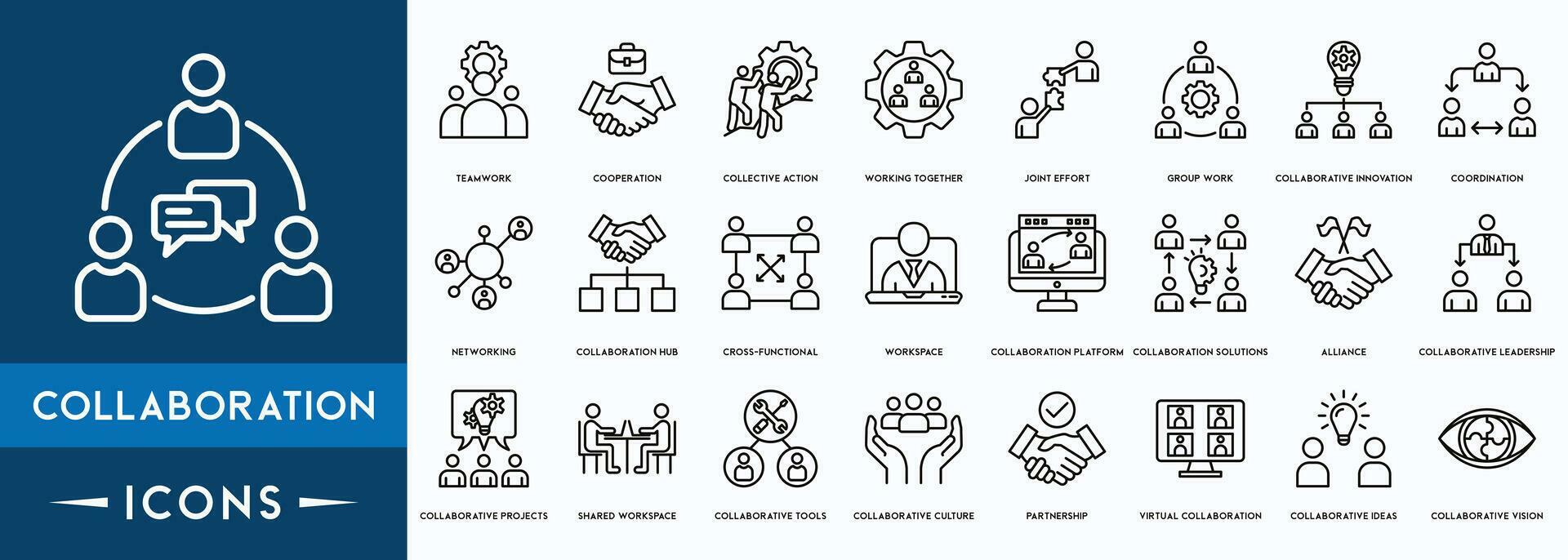 Collaboration icons set. Business team, collaboration, teamwork, team ...