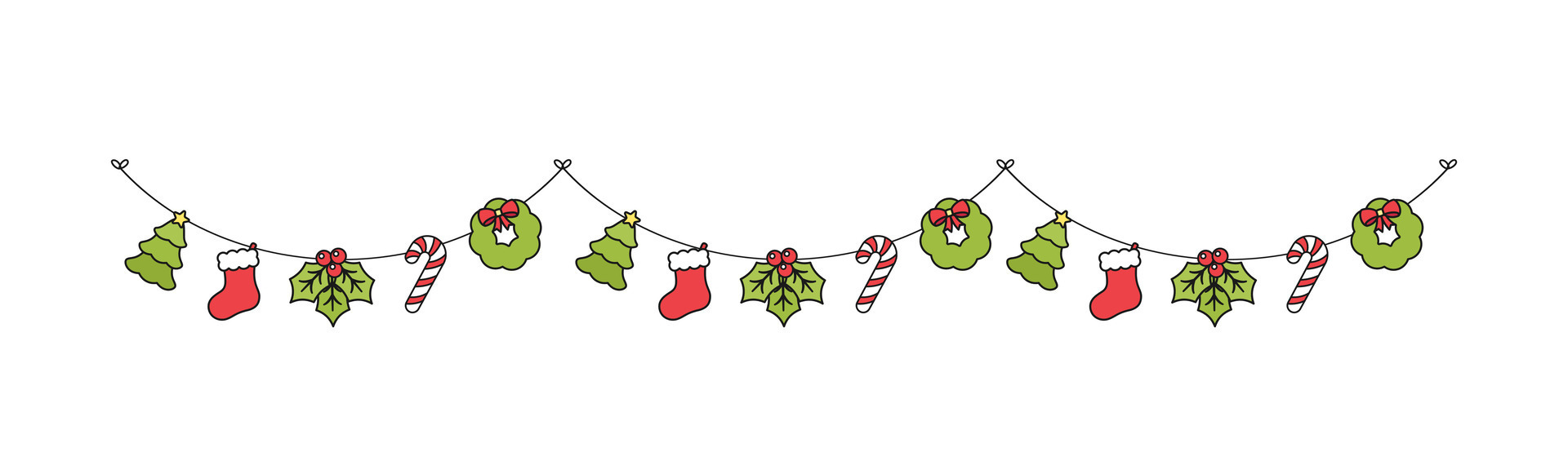 Christmas Garland Vector Illustration, Xmas Graphics Festive Winter ...