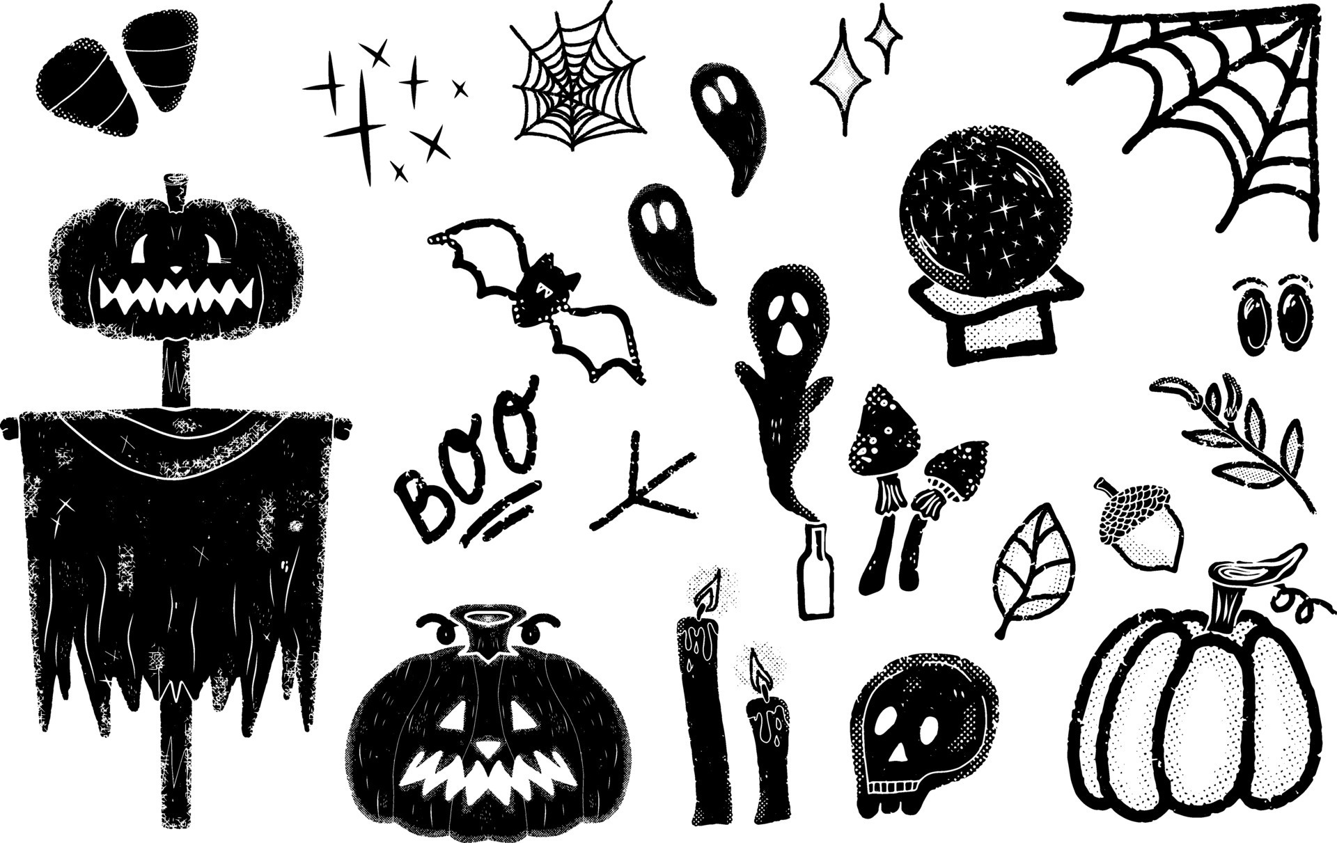 halloween black and white vector clipart 29445523 Vector Art at Vecteezy
