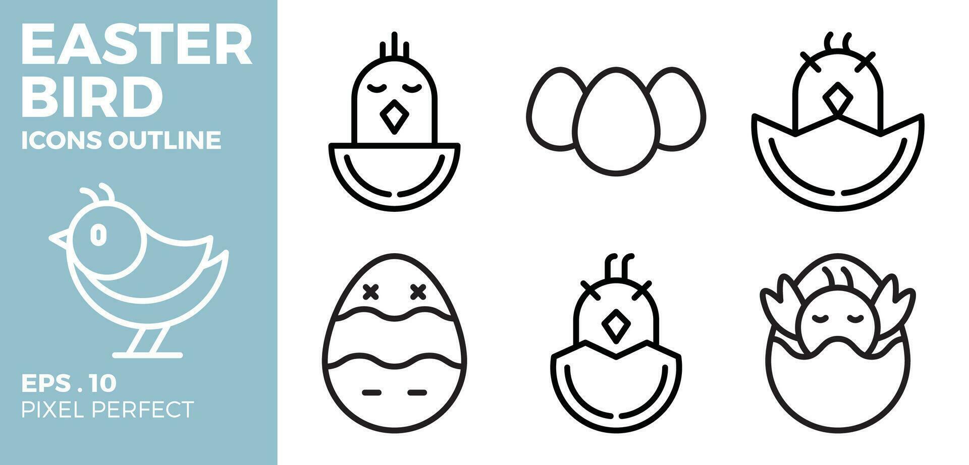 Easter bird outline icons set. The collections include for web design ,app design, UI design ...