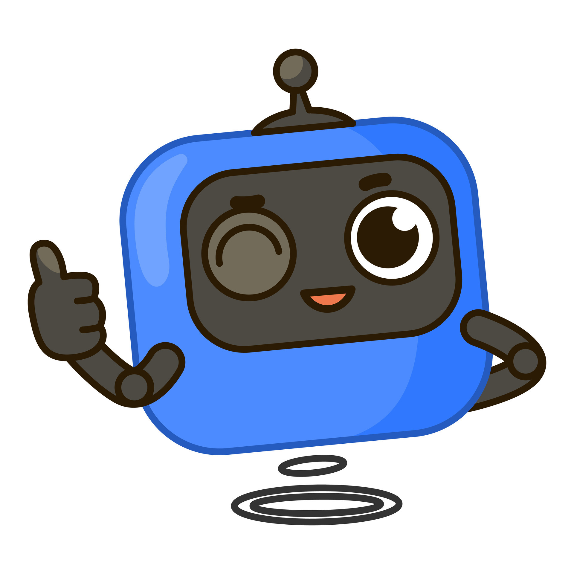 Cute robot character. Happy android with a smiling face. Children's ...