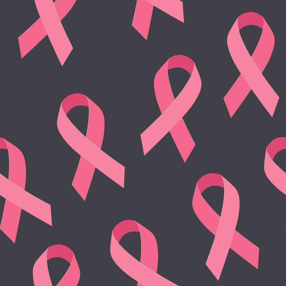 Seamless Vector Pattern With Pink Ribbon For World Breast Cancer
