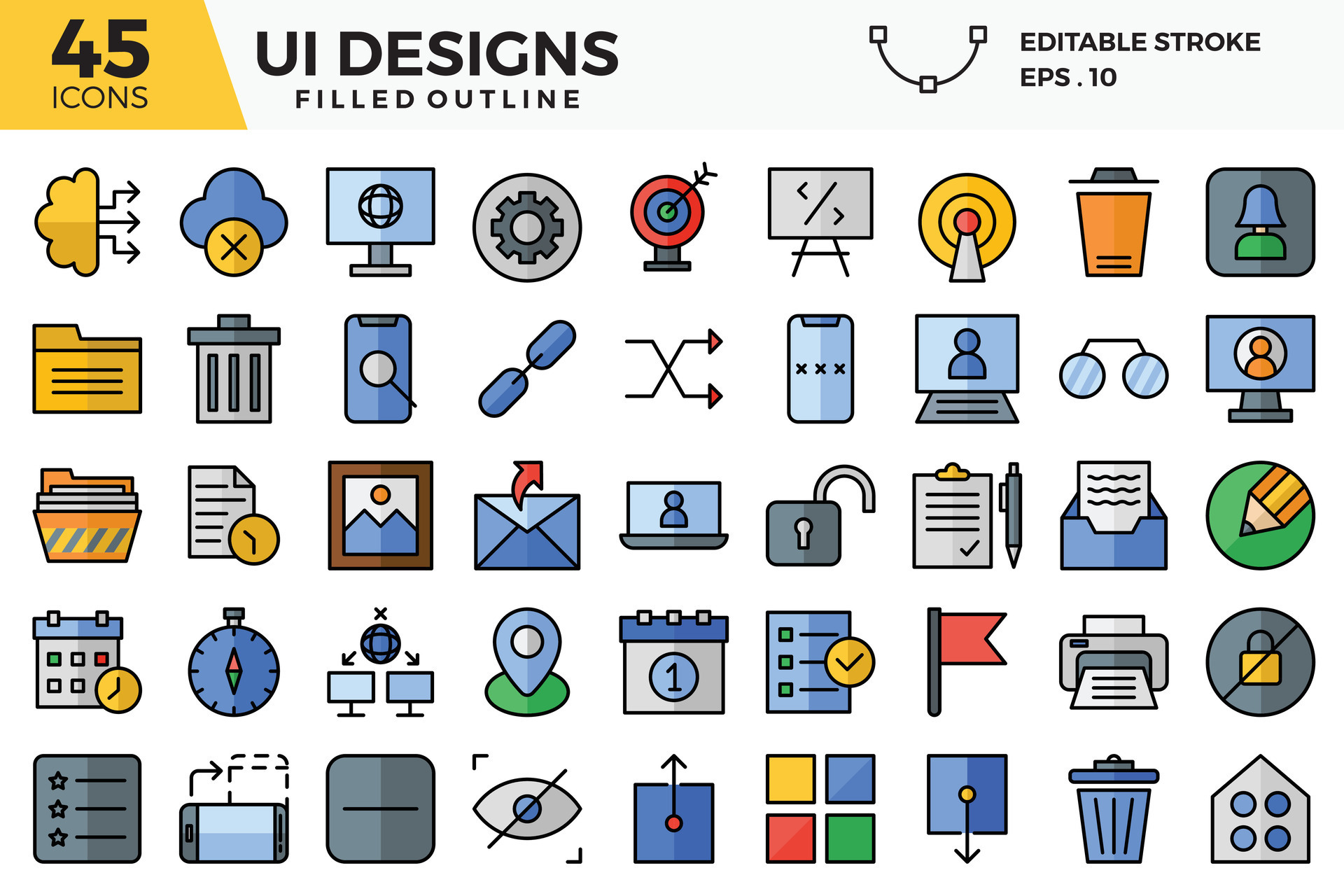 Ui Design Filled Outline Icons Set The Collections Include For Web Design App Design Ui