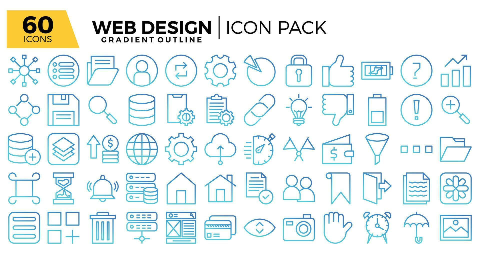 Web design gradient outline icons set. The collections include for web design,app design ...