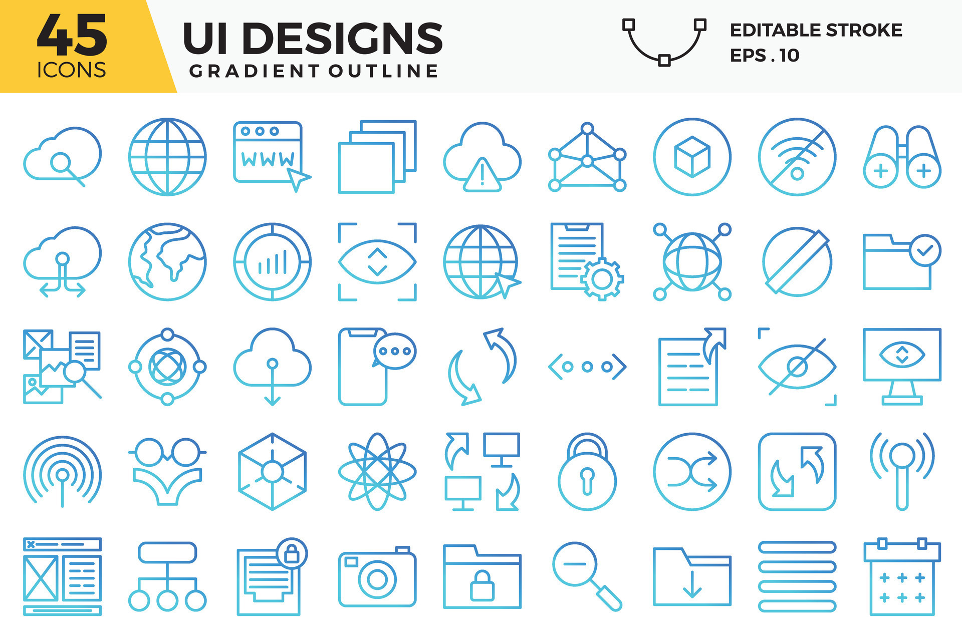 Ui Design Gradient Outline Icons Set The Collections Include For Web Design App Design Ui