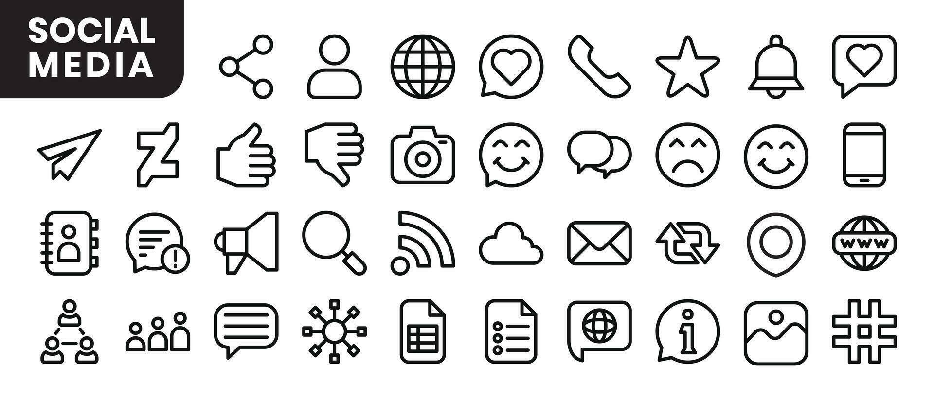 Social Network of outline icons set. The collection includes of business developments ...