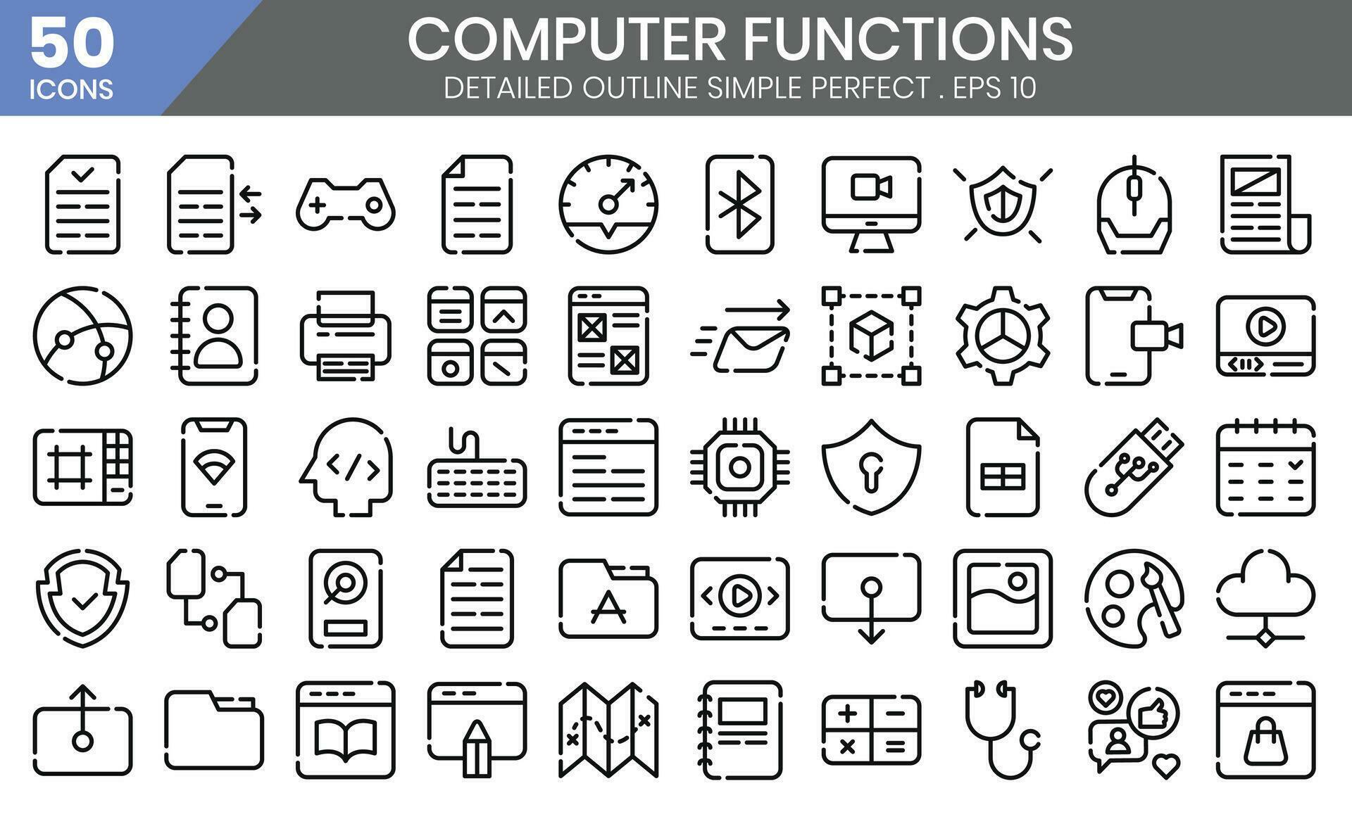 computer tools thin outline icon set.The collection includes business ...