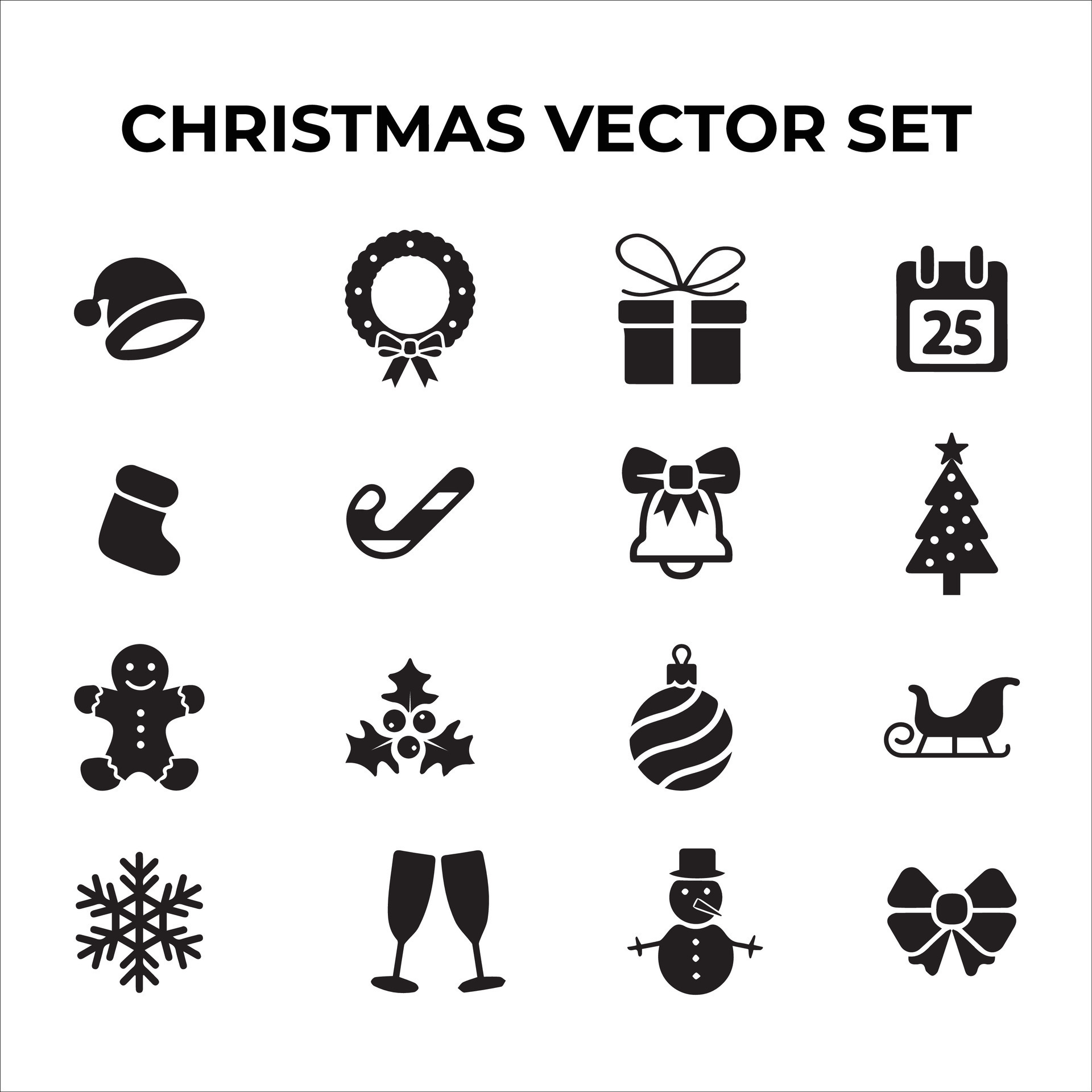 Christmas elements. flat vector design collection. 29449724 Vector Art ...