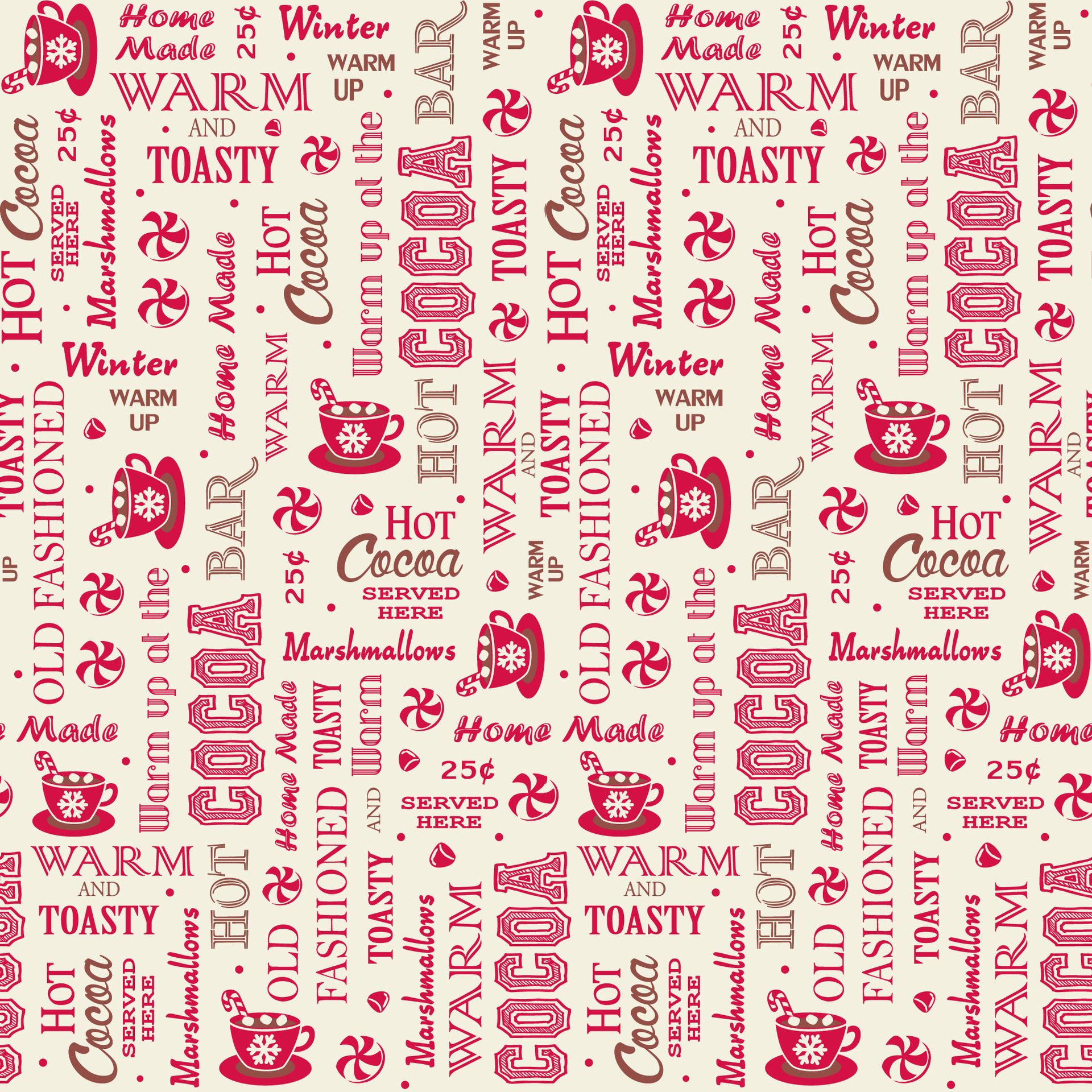 Seamless Christmas Old Fashioned Hot Cocoa Pattern On Ivory Background 29453221 Vector Art at ...