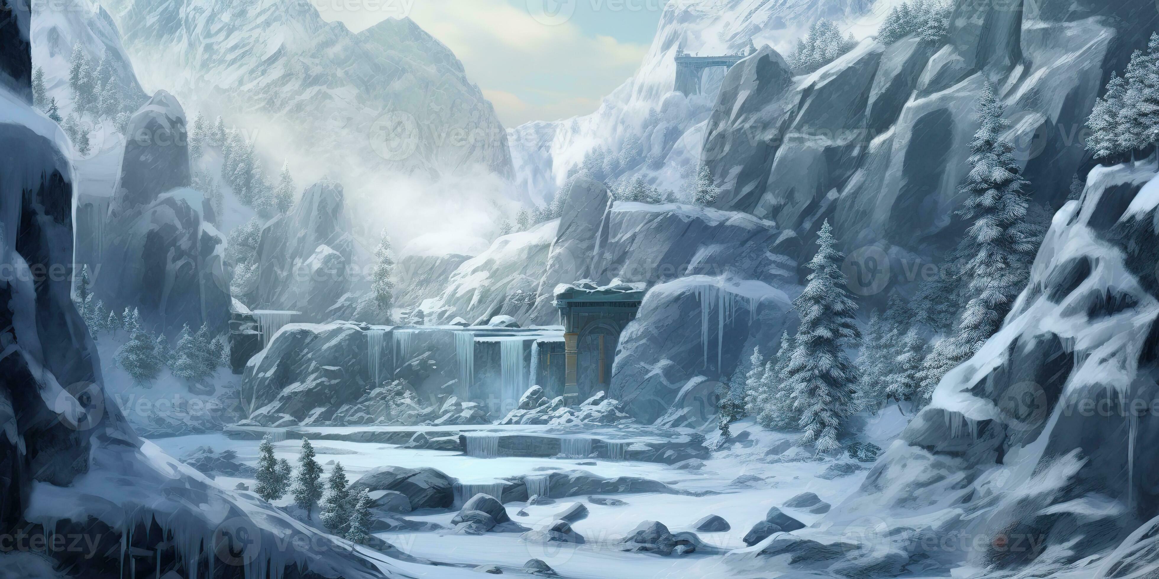 AI Generated. AI Generative. Winter snow ice nature outdoor frozen ...